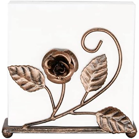 Bronze Napkin Holder – Rose Design Metal Napkin Storage for Tables ...