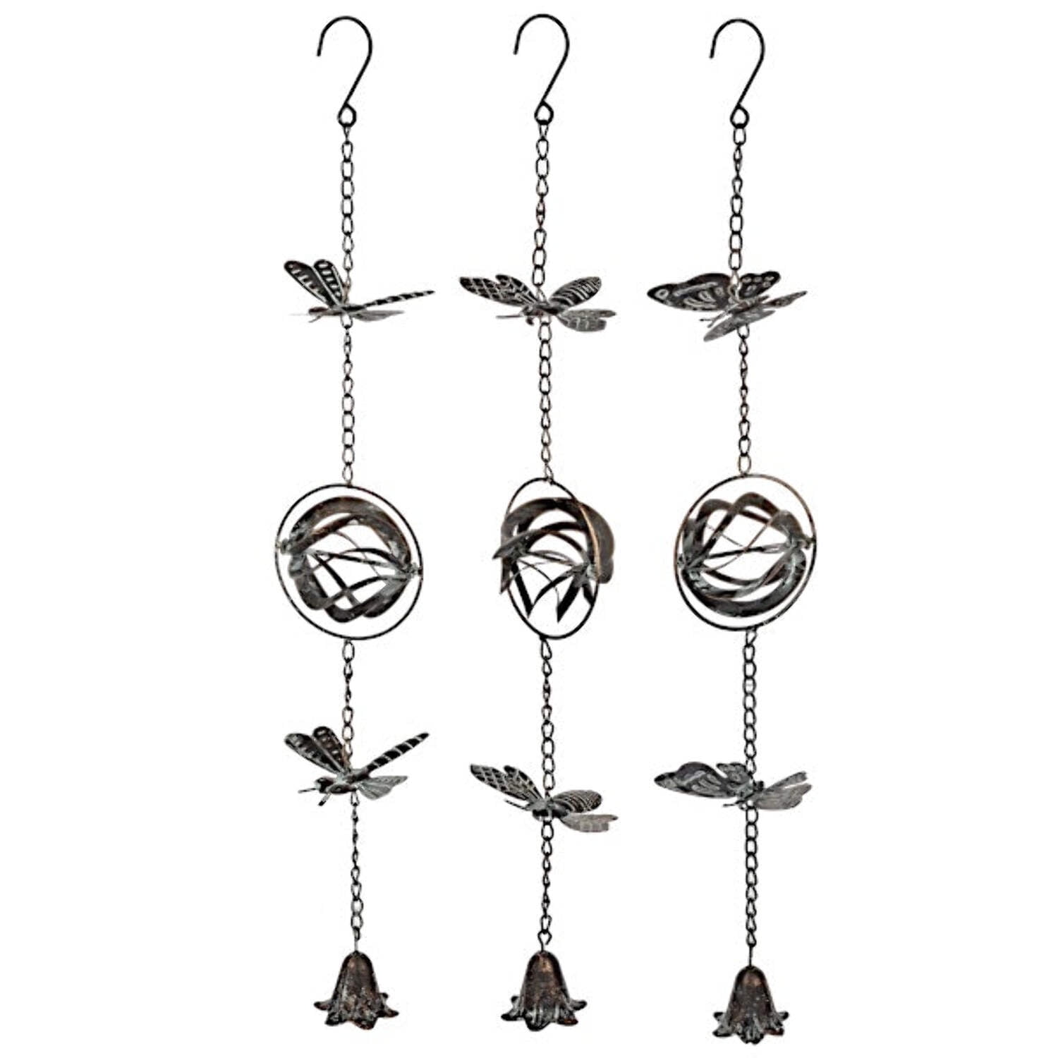 Bronze Patina Bee, Butterfly Dragonfly Kinetic Windchime - Walmart.com