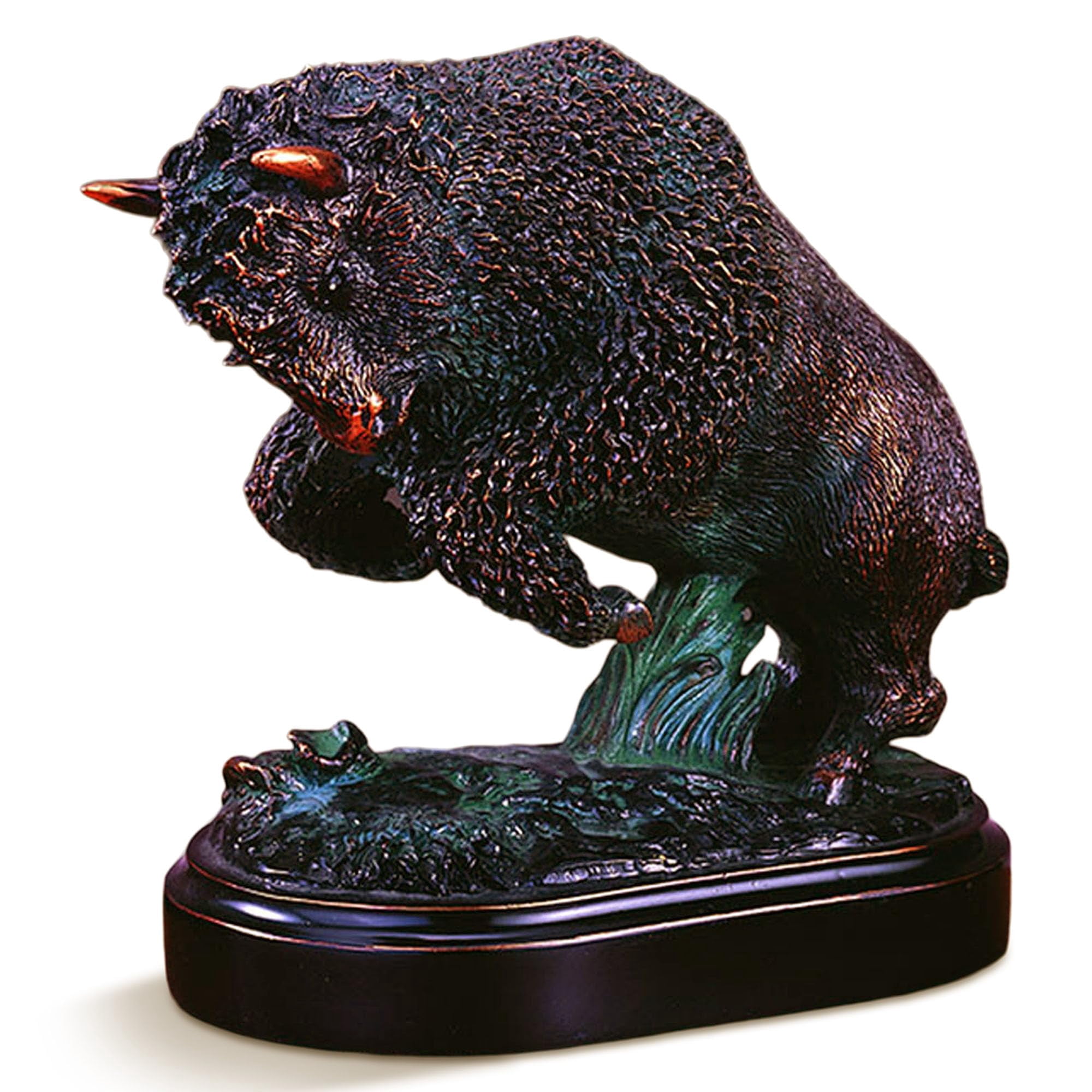Bronze Plated Resin Sculptures Buffalo Sculpture Carving Statue 7"w X 6 ...