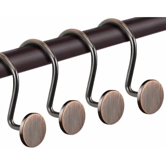 Bronze Shower Curtain Hooks, Oil Rubbed Rustproof Shower Curtain Rings ...