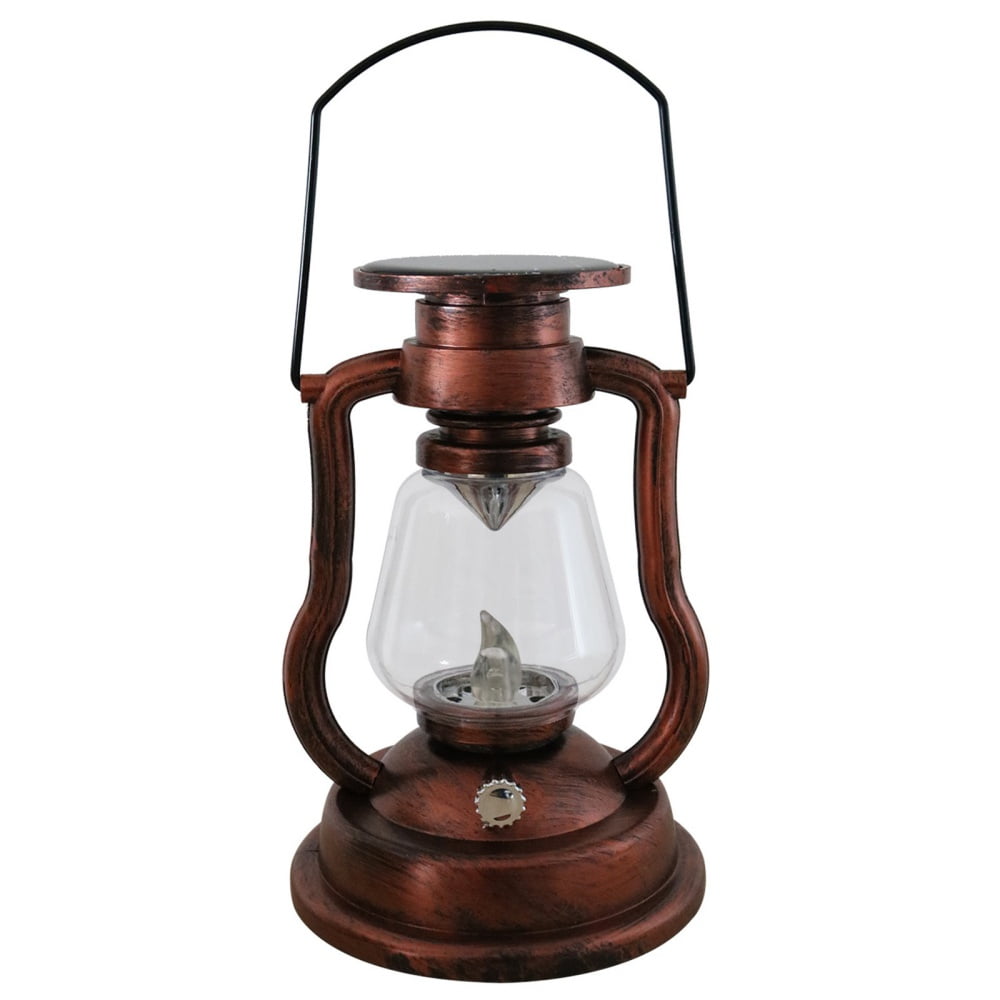 Bronze Solar Lantern Outdoor LED Plastic Garden Flickering Flameless ...
