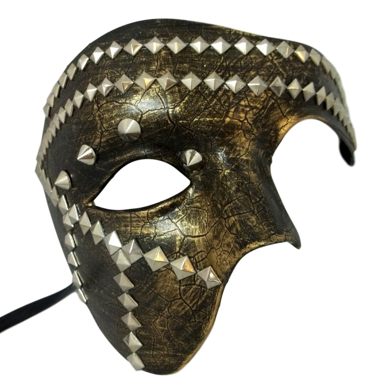Bronze Steam Punk Metal Stud Phantom Half Face Halloween Masquerade ...