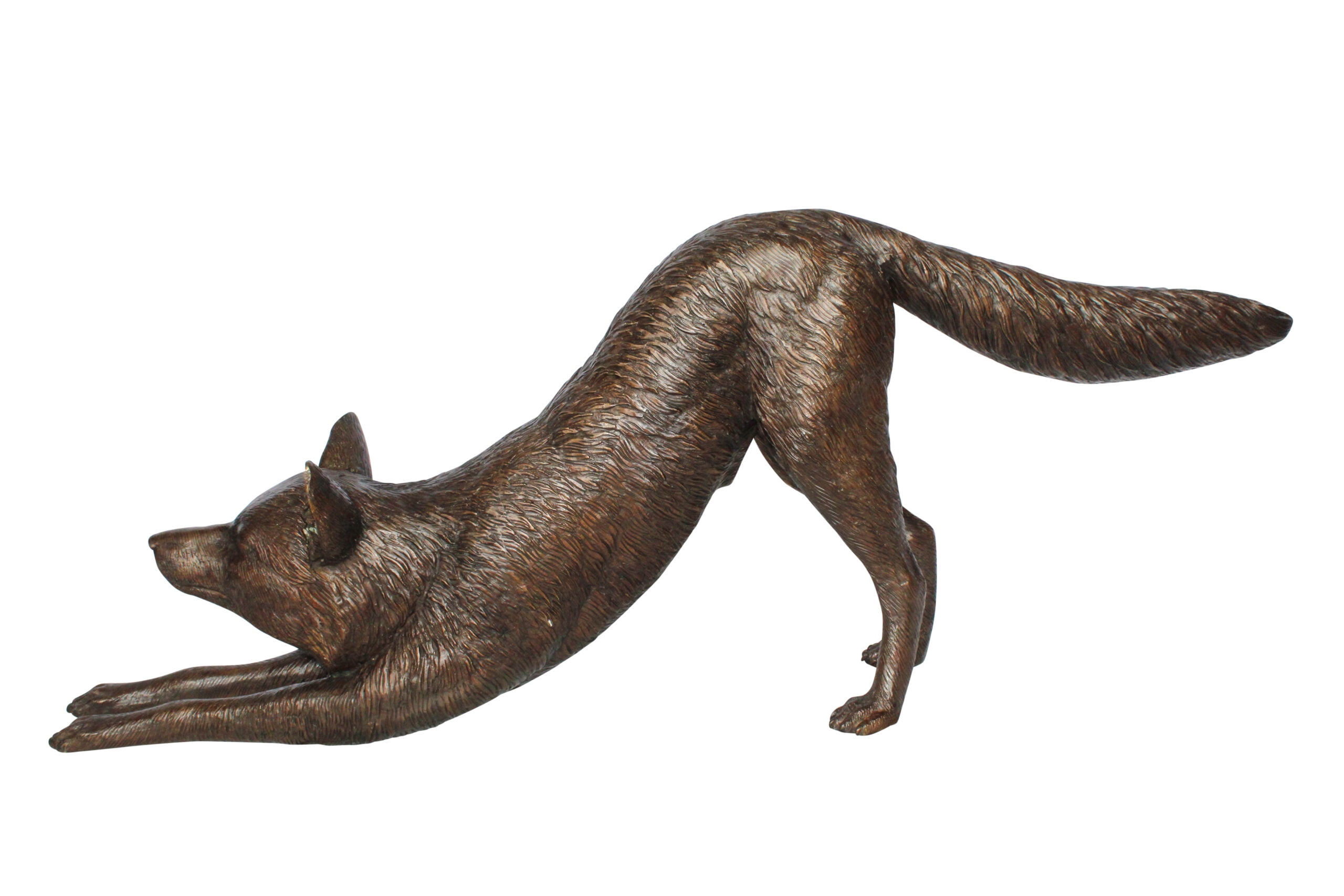 Bronze Stretching Wolf Statue Graceful Wildlife Home Décor 49" x 10" x ...