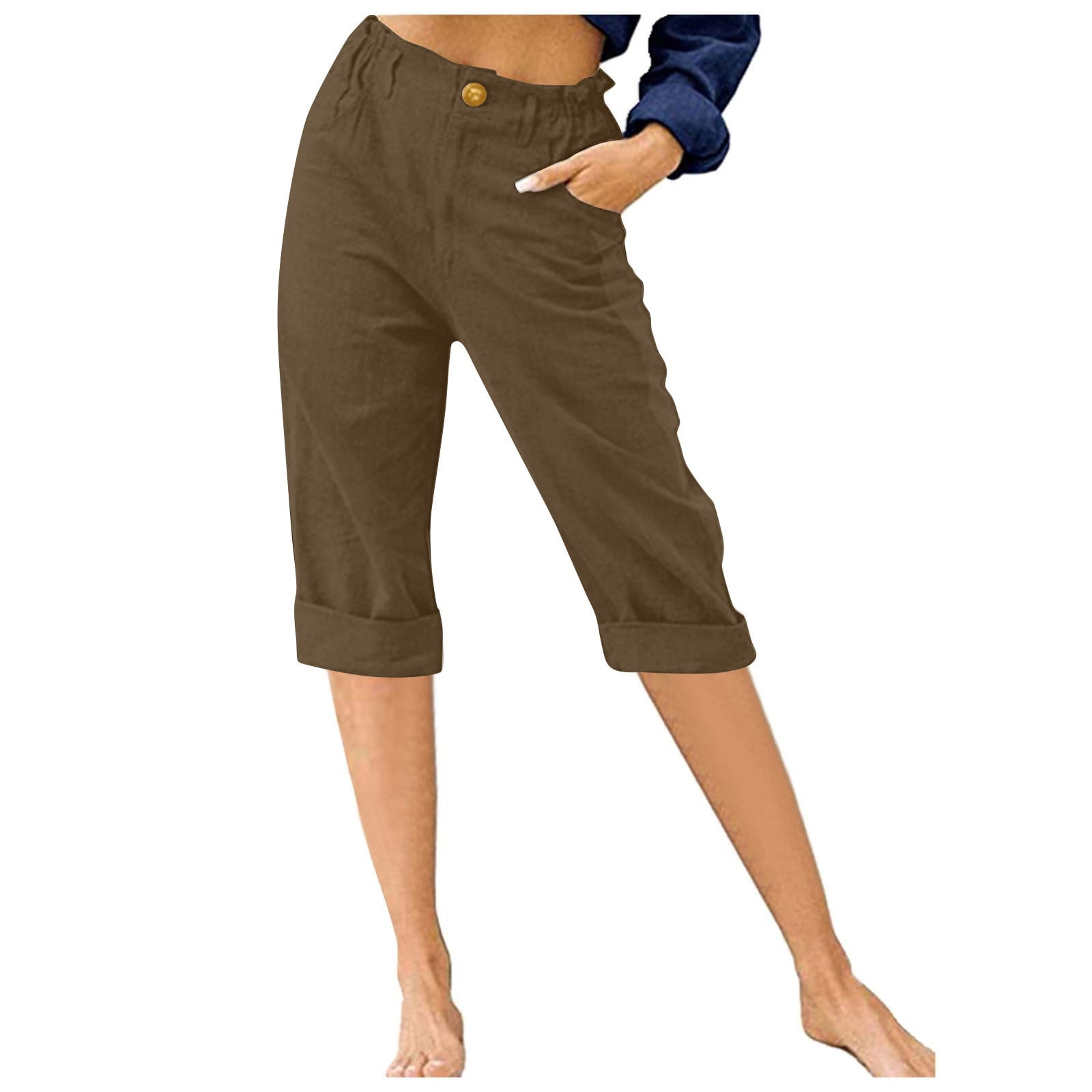 Bronze Teen Girls Pants Pants Shorts for Women Faux Linen Lounge Capri ...