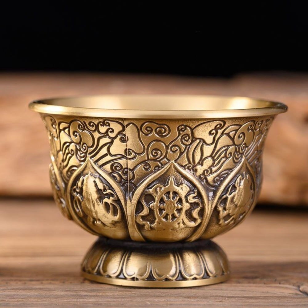 Bronze Tibetan Holy Water Cup Buddhist Collection Decorative 2.8 ...