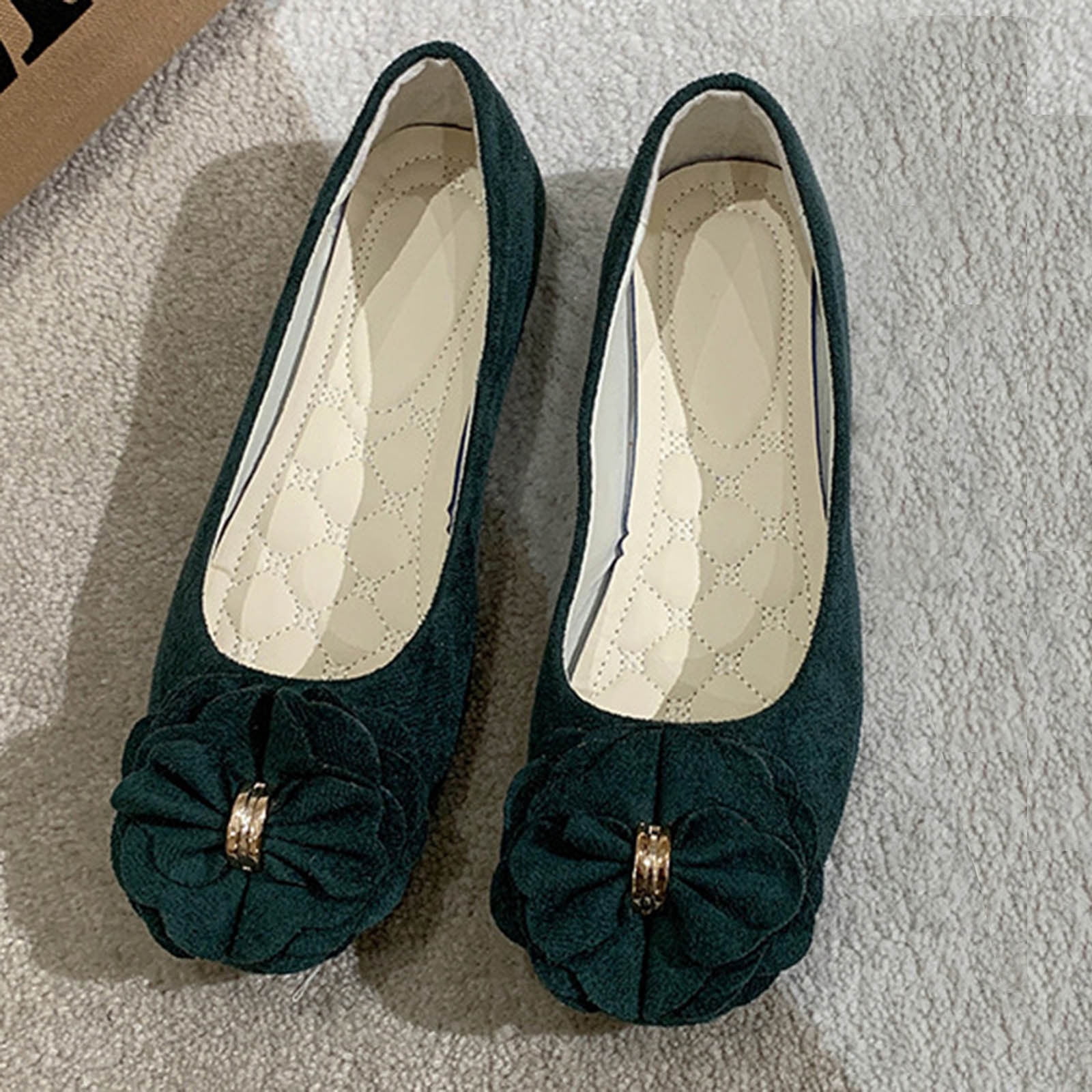 Bronze Women'S Flat Shoes Retro Square Toe Casual Style Low Cut Design ...