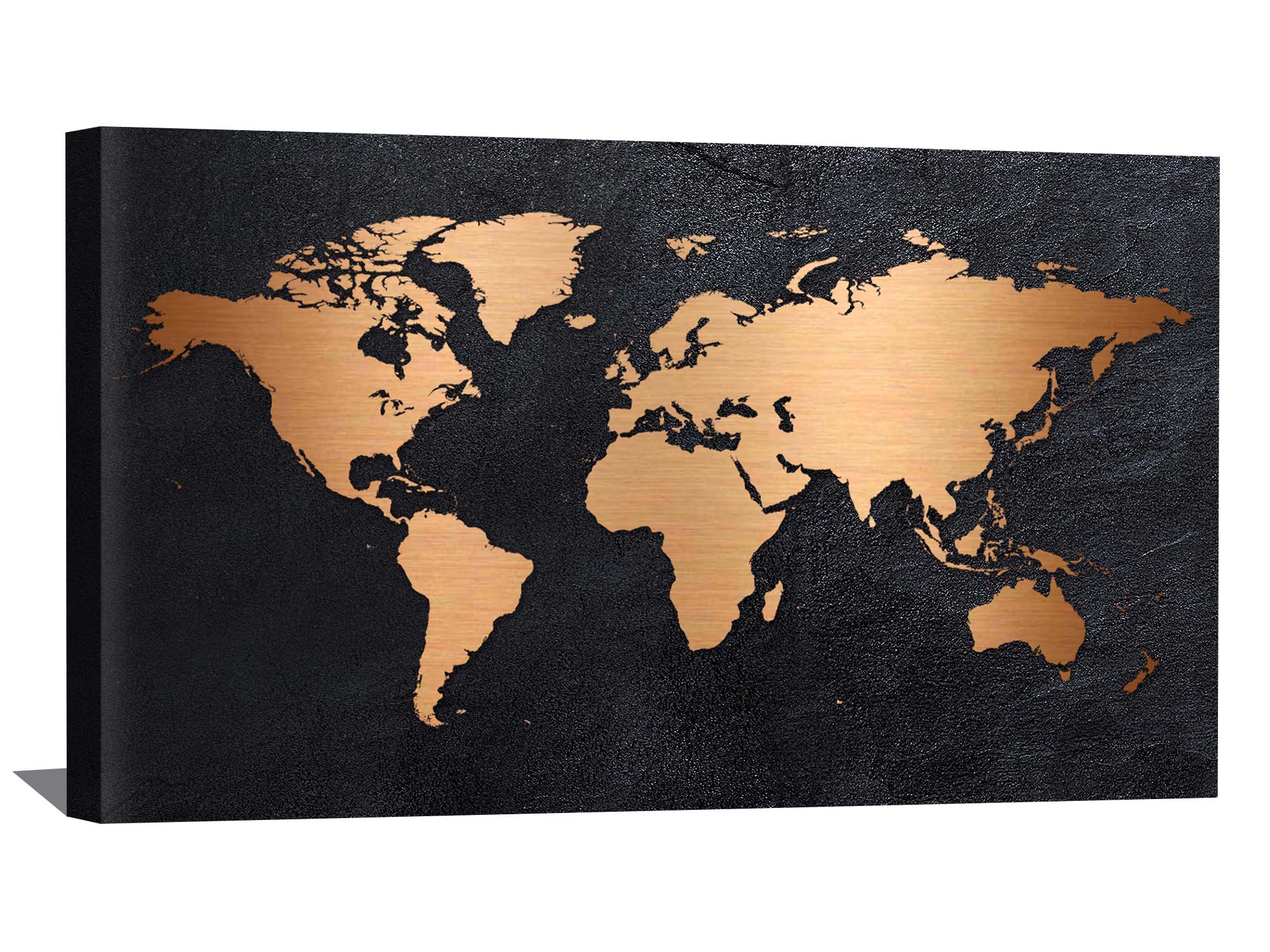 Bronze World Map Wall Art Canvas Abstract Map Art Watercolor Map Decor ...