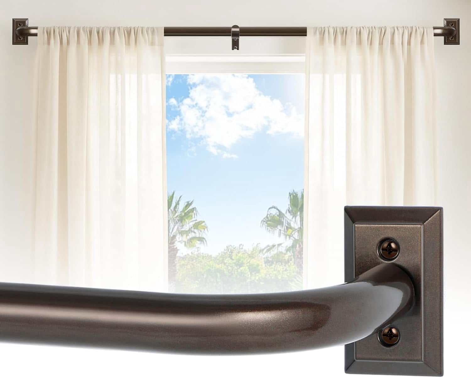 Bronze Wrap Around Curtain Rods 36 to 72 Inch:Blackout Heavy Duty ...