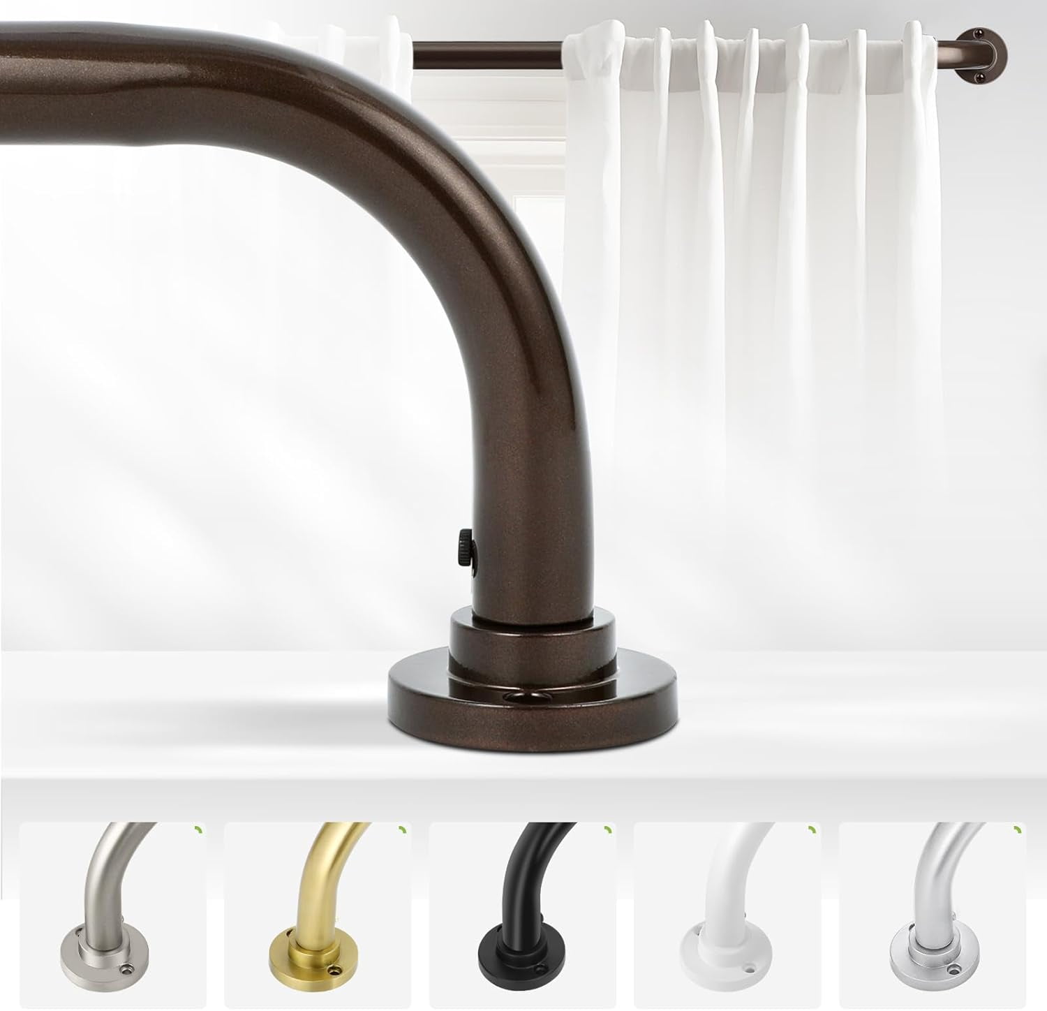 Bronze Wrap Around Curtain Rods 66 to 120 Inch:Blackout Heavy duty ...