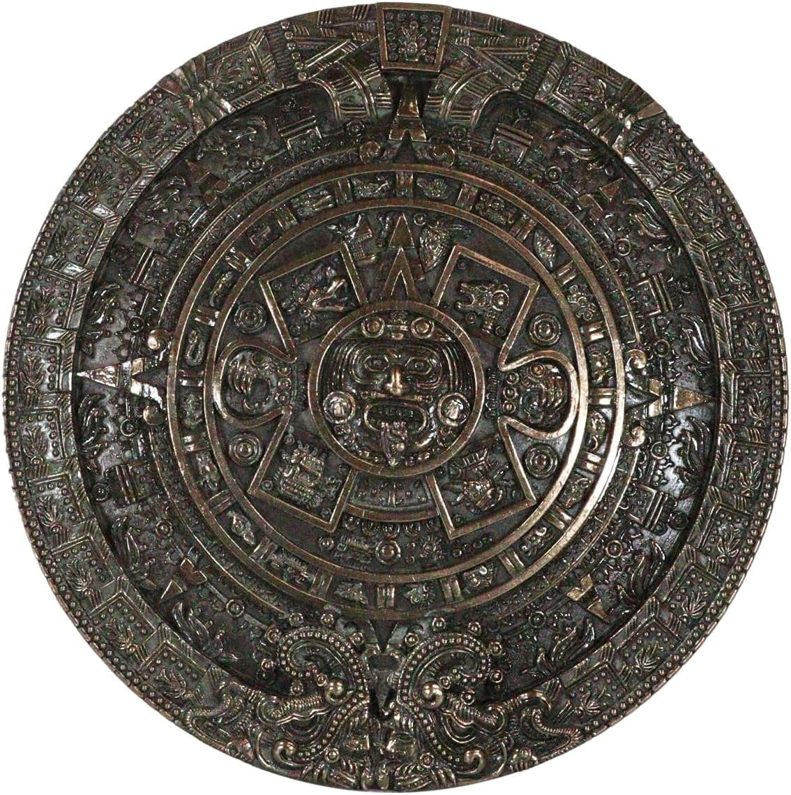 Bronzed Mexica Aztec Solar Xiuhpohualli Tonalpohualli Calendar Wall ...