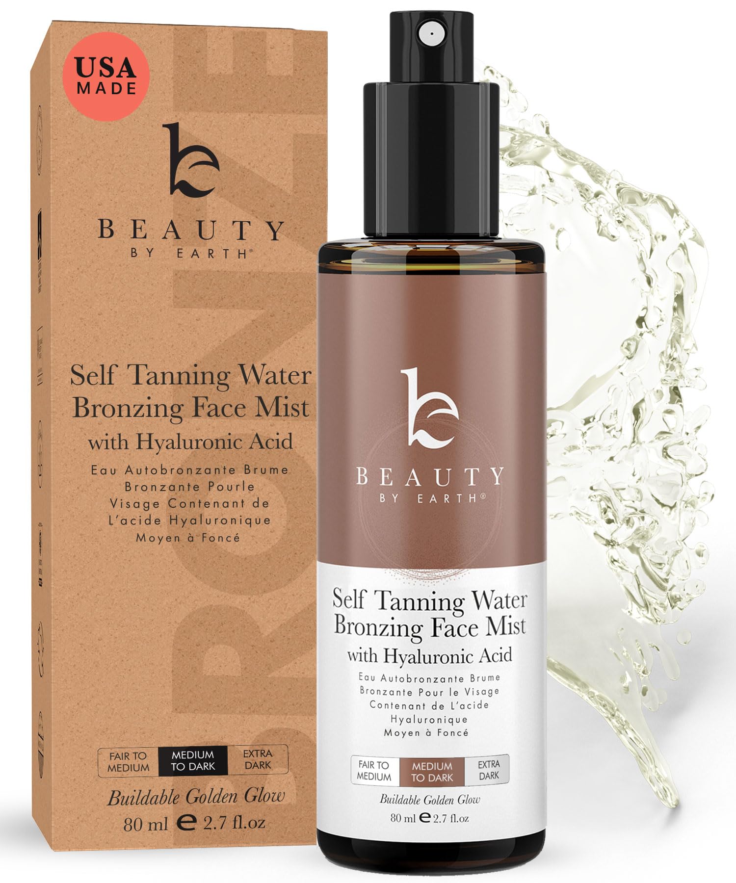 Bronzing Face Tanner Spray Mist, Sunless Face Tanning Water, USA Made ...