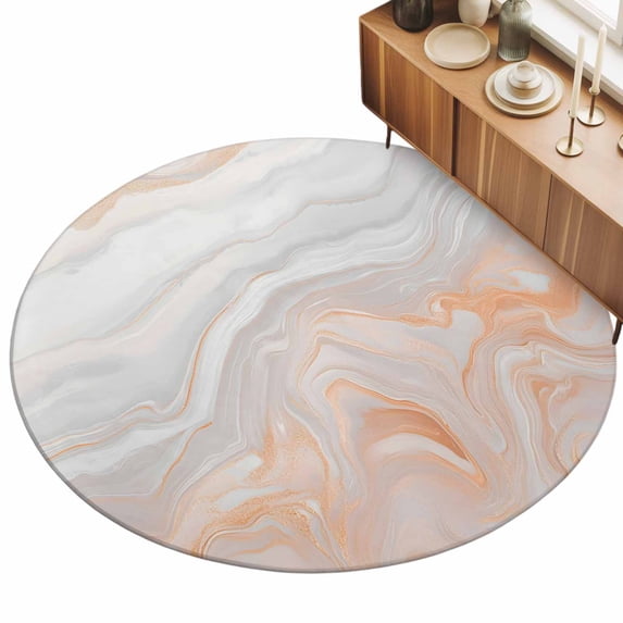 Bronzing White Marble Area Rug, Modern Abstract Art Streamline Non-Slip ...