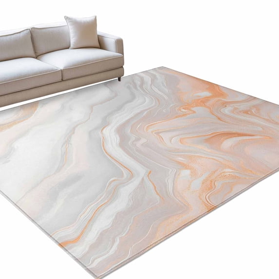 Bronzing White Marble Area Rugs 5x7ft Modern Abstract Art Streamline ...