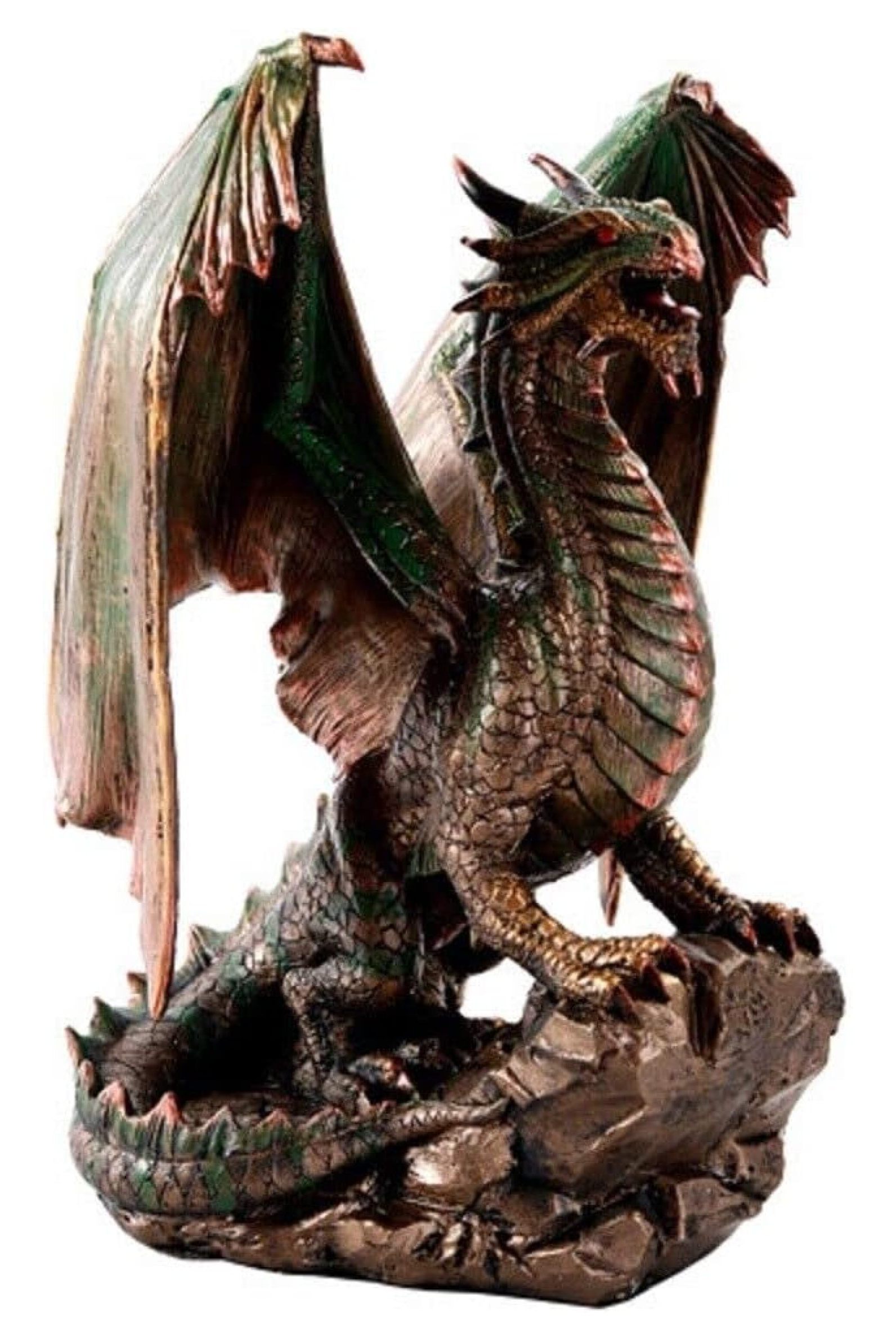 Bronzite Dragon Standing on Rock Statue Collectible Figurine 9 Inch ...