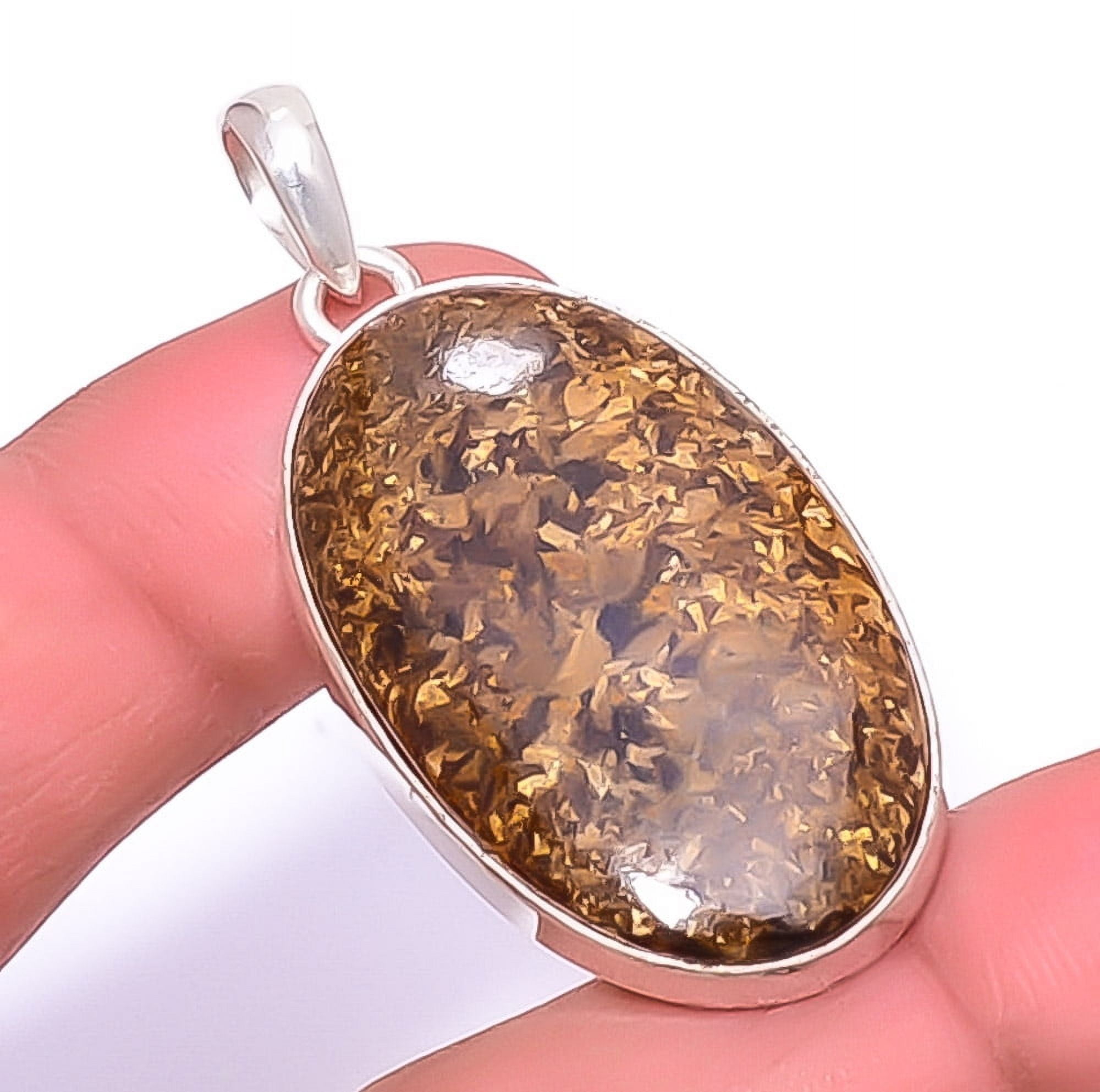 Bronzite Jasper - Africa Gemstone 925 Silver Plated Handmade Pendant 1. ...