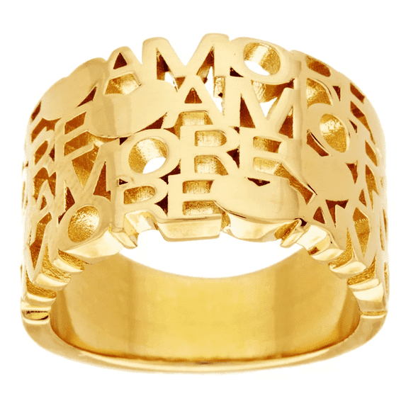 Bronzo Italia Gold Tone Polished "Amore" Tapered Band Ring Size 8 ...