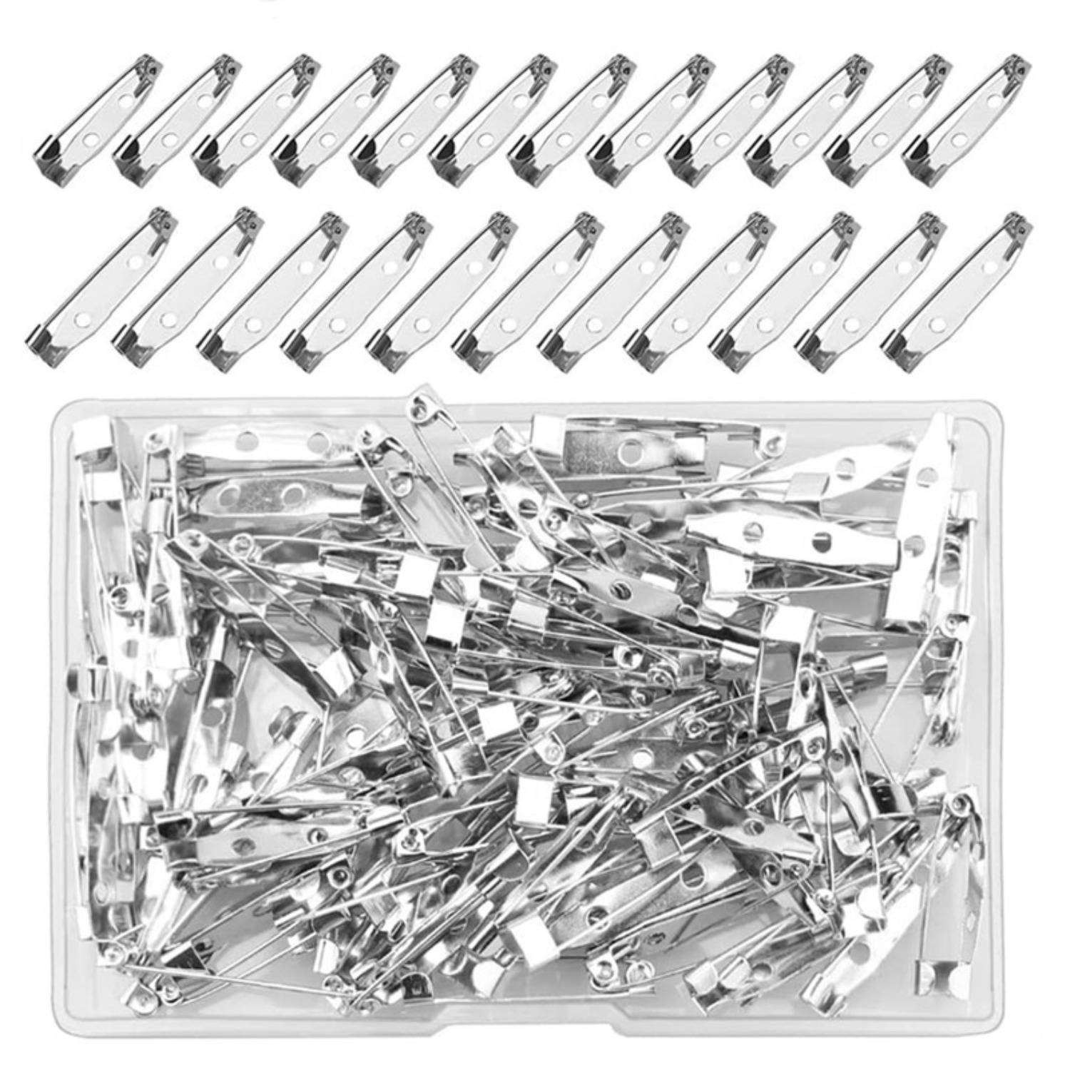 Brooch Clasp Pins for Badges Silver Used for DIY Sewing 100 Pieces ...
