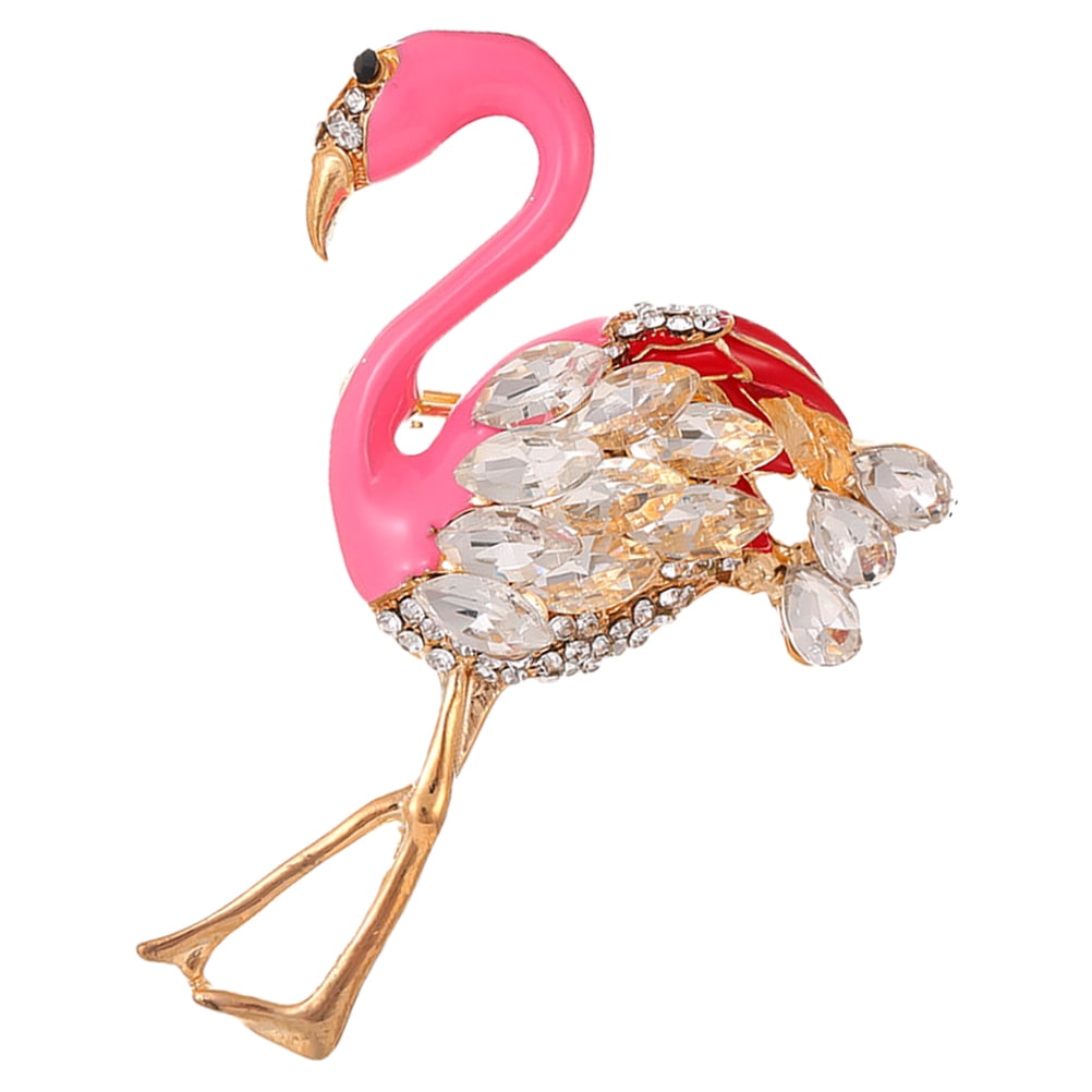 Brooch Pin Clothes Rhinestone Lapel Pin Flamingo Shaped Brooch Pin for ...