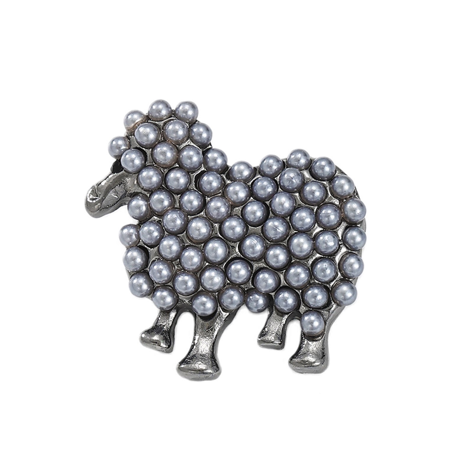 Brooch Pin Pearl-Look Sheep Design Zinc Alloy Lapel Accessory 3 x 3 cm ...