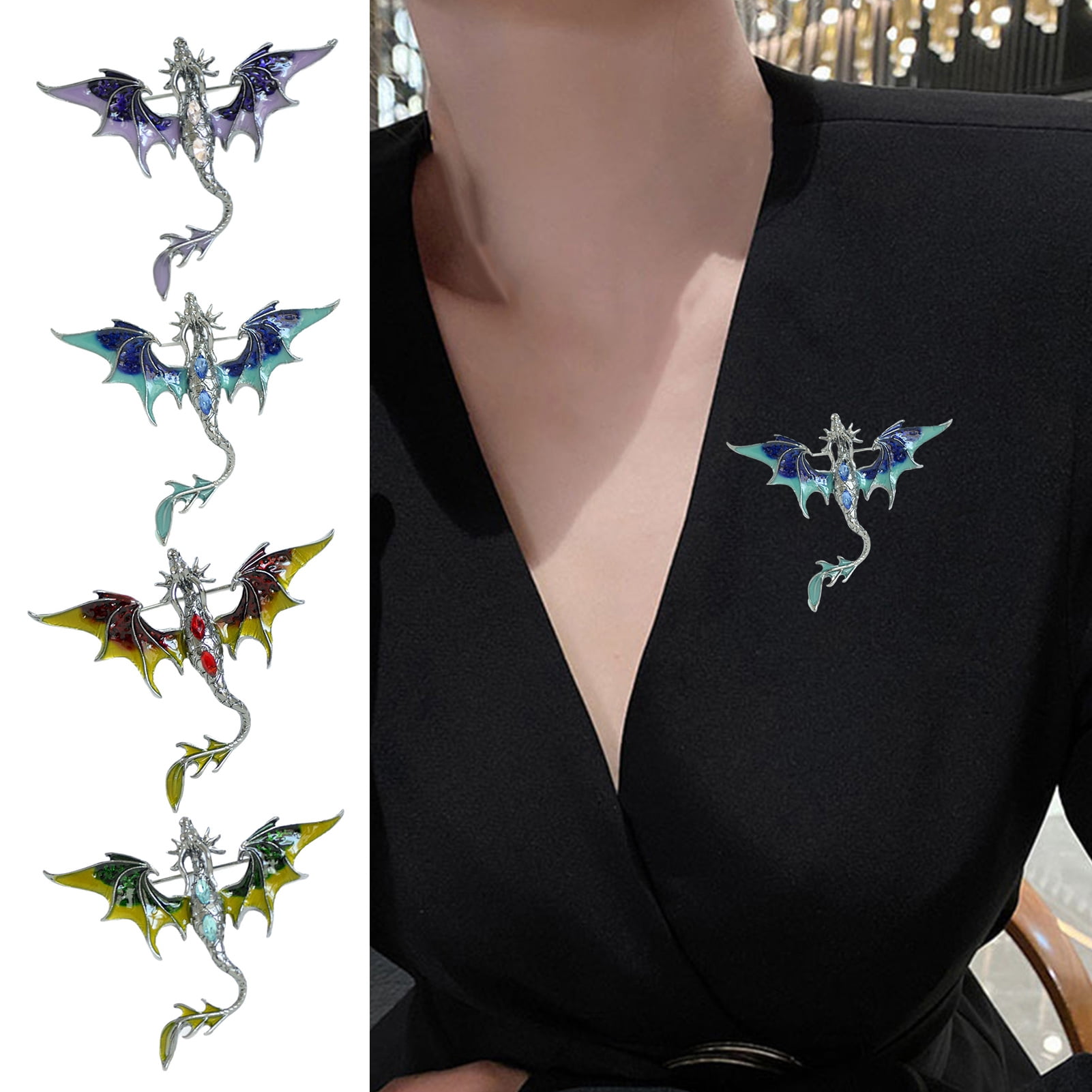Brooch Pin Western Dragon Design, Zinc Alloy Pin with Rhinestone Inlay ...