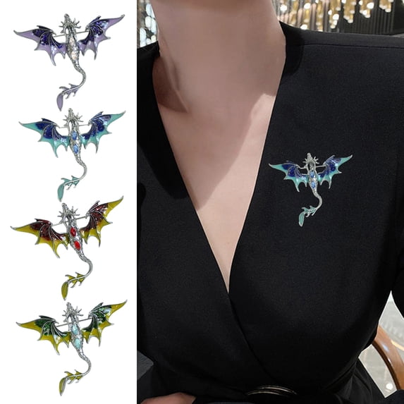 Brooch Pin Western Dragon Design, Zinc Alloy Pin with Rhinestone Inlay ...