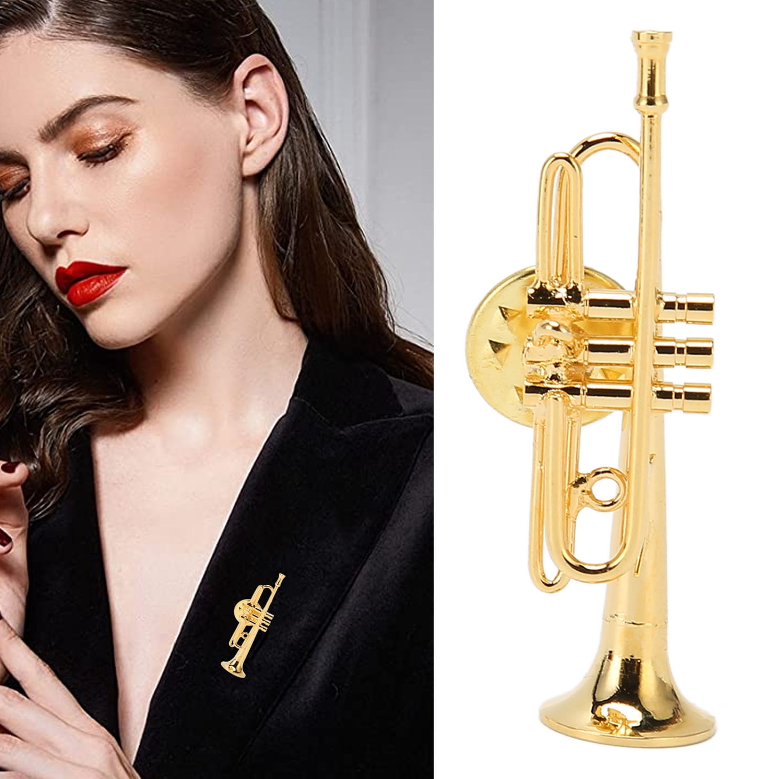 Brooch Pins, Gold Miniature Musical Retro Style Brooch with Red Velvet ...