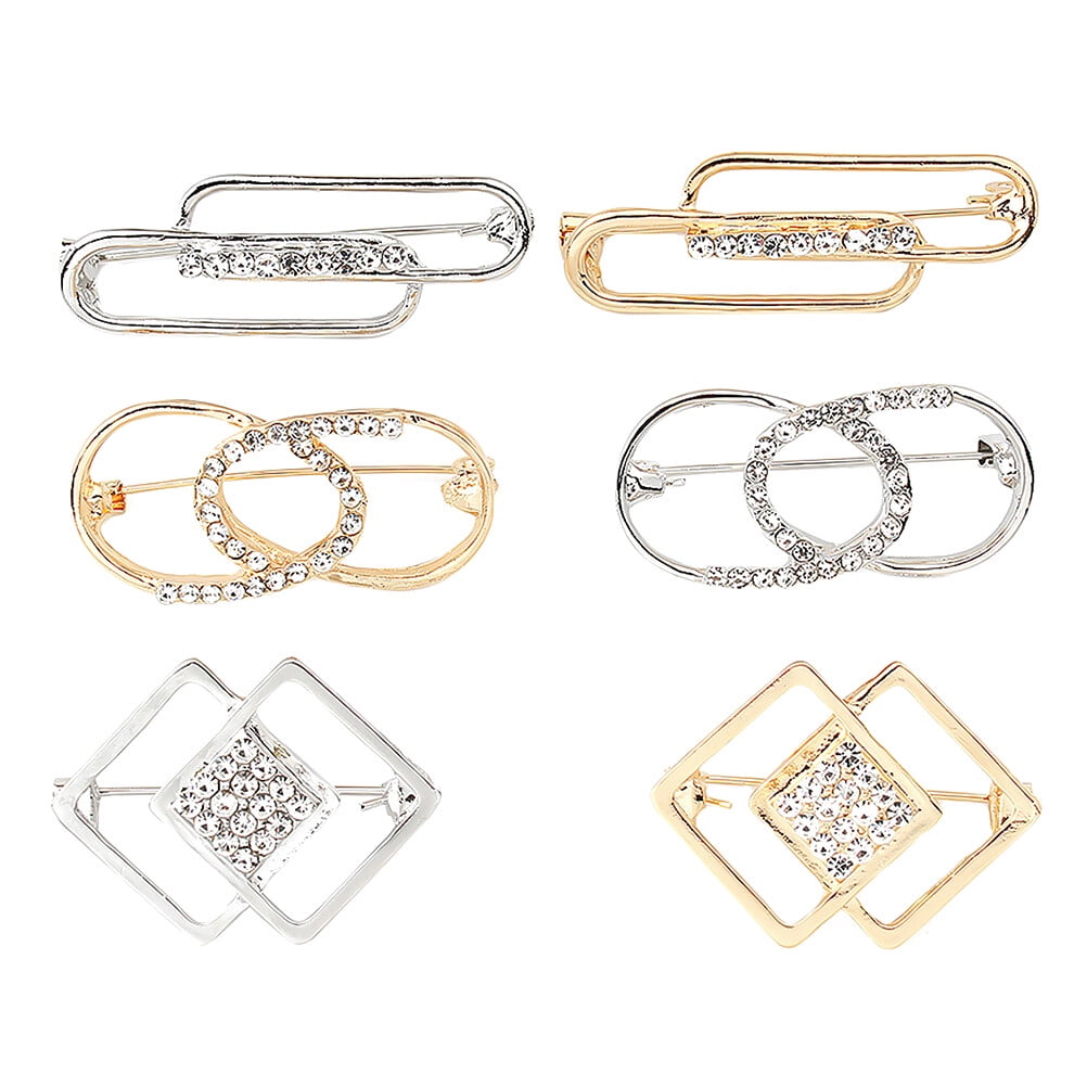 Brooch Pins Vintage Crystal Cardigan Collar Safety Lapel Hijab Chic Jewelry Cloth ...