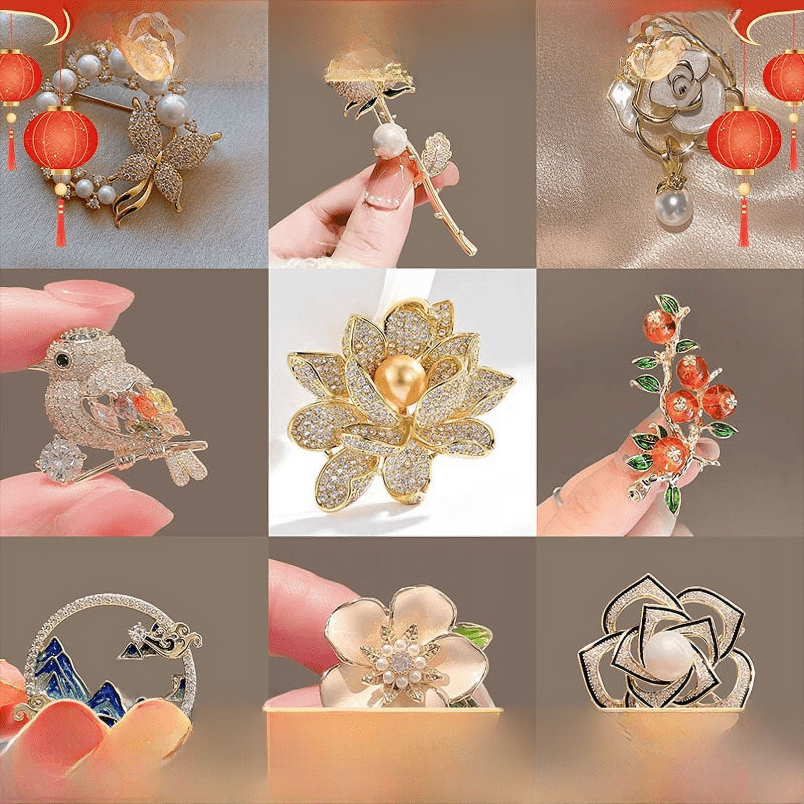 Brooch collection butterfly brooch Camellia corsage Pearl anti-exposure ...