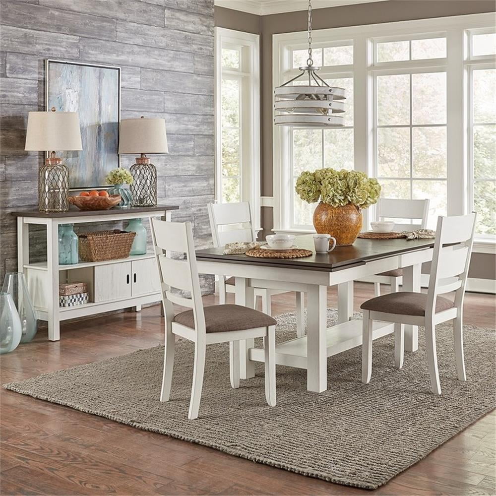 Brook Bay Opt 5 Piece Trestle Table Set in White - Walmart.com