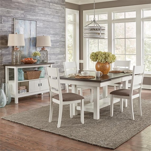 Brook Bay Opt 5 Piece Trestle Table Set in White - Walmart.com