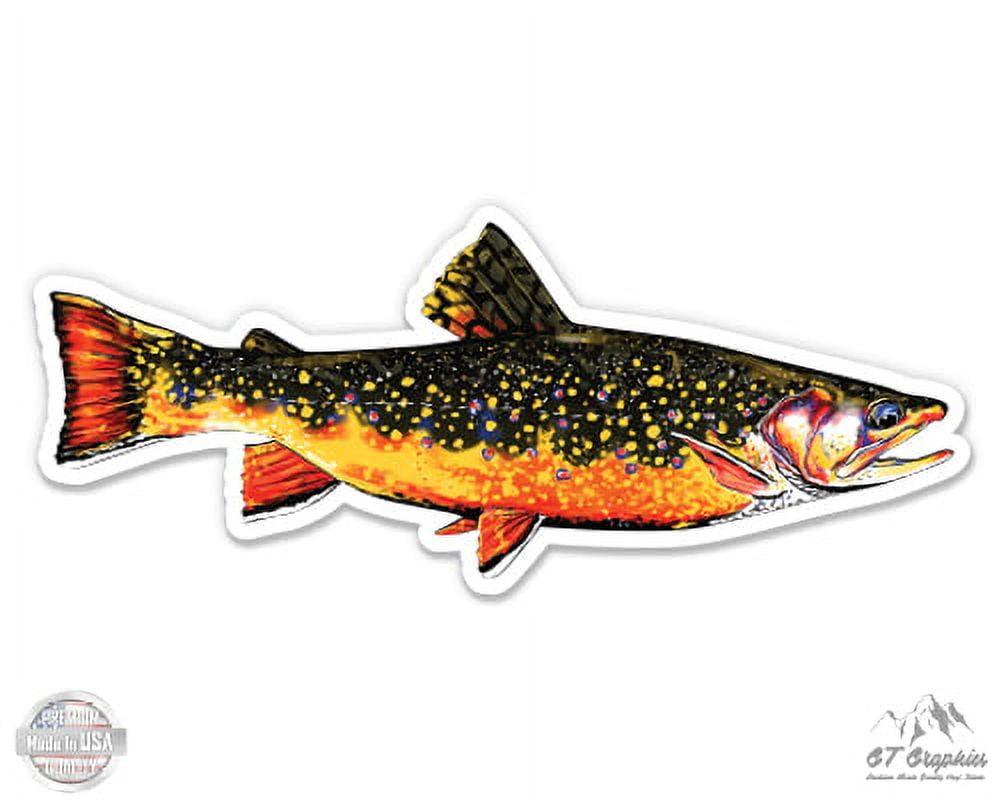 Brook Trout - 8" Vinyl Sticker - For Car Laptop I-Pad - Waterproof ...
