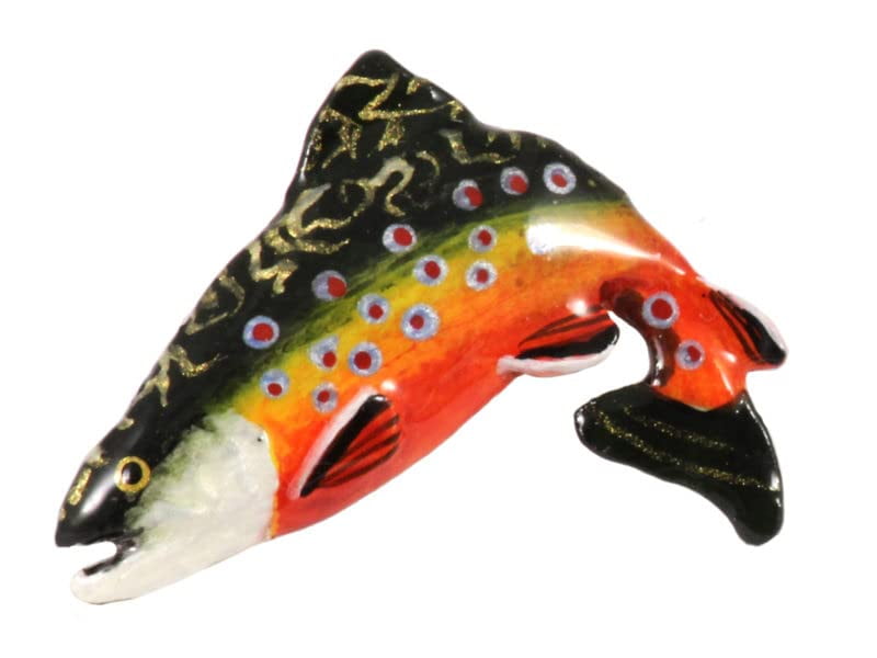 Brook Trout, Brookie, Leaping Fish Pin, Hand Painted, FP007, 1 1/4 ...