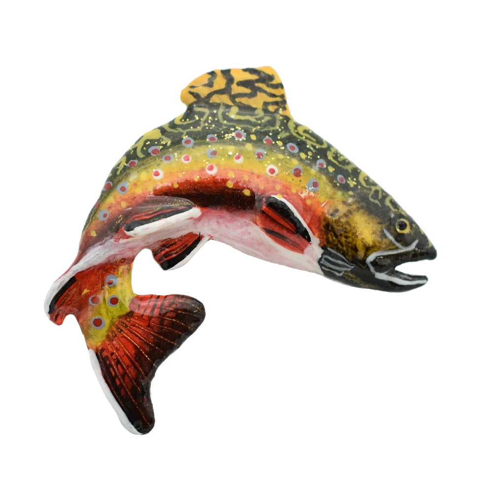 Brook Trout, Brookie, Leaping Fish Pin, Hand Painted, FP007PR, 2" Very ...