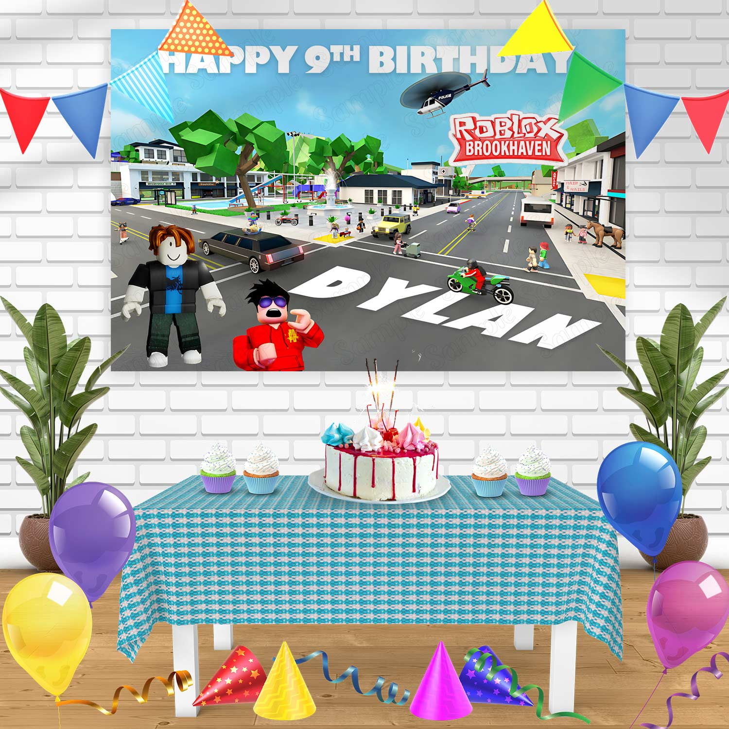 BrookHaven Roblox Birthday Banner Personalized Party Backdrop ...