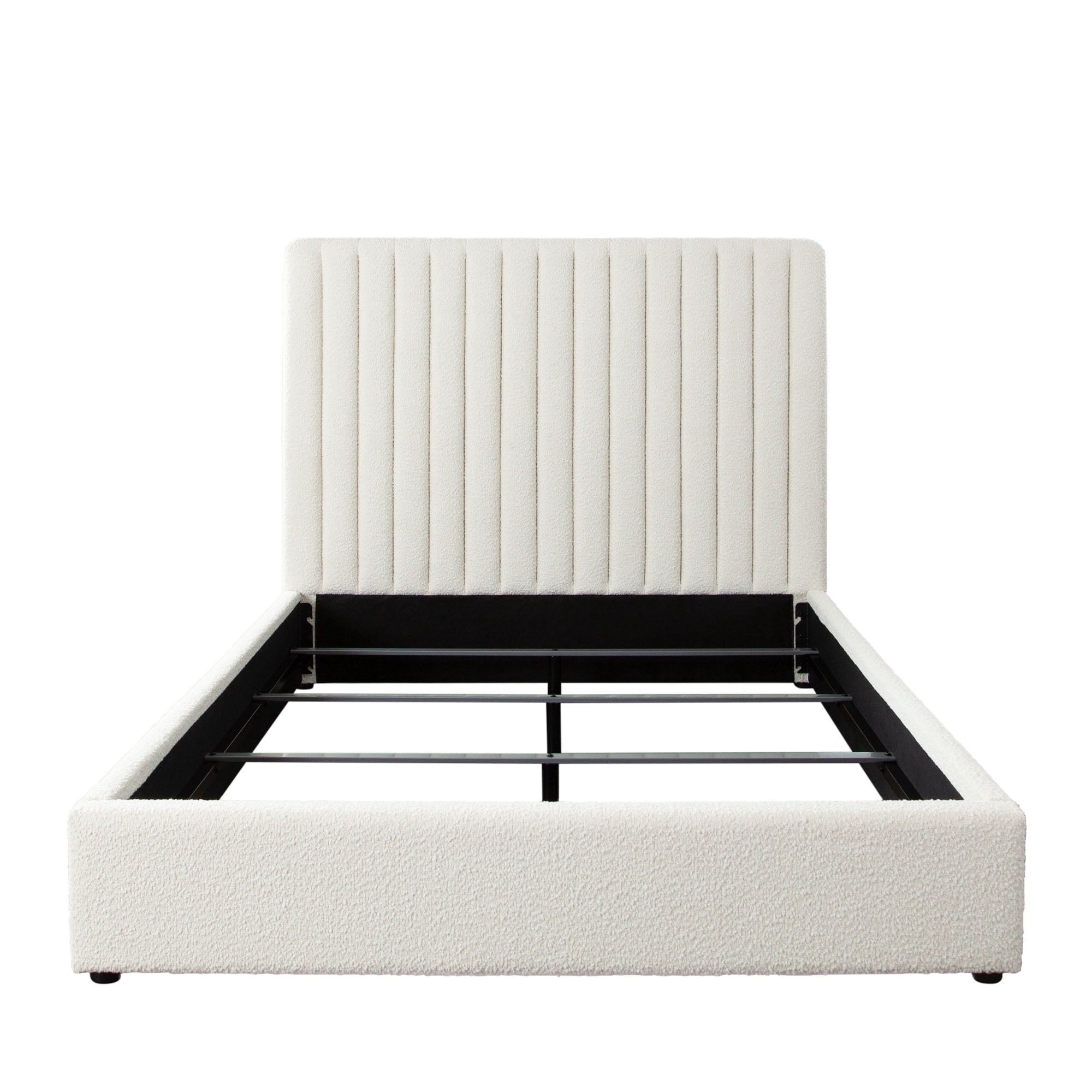 Brooke 54" Queen Bed with Vertical Channel Tuft in Ivory Boucle by ...