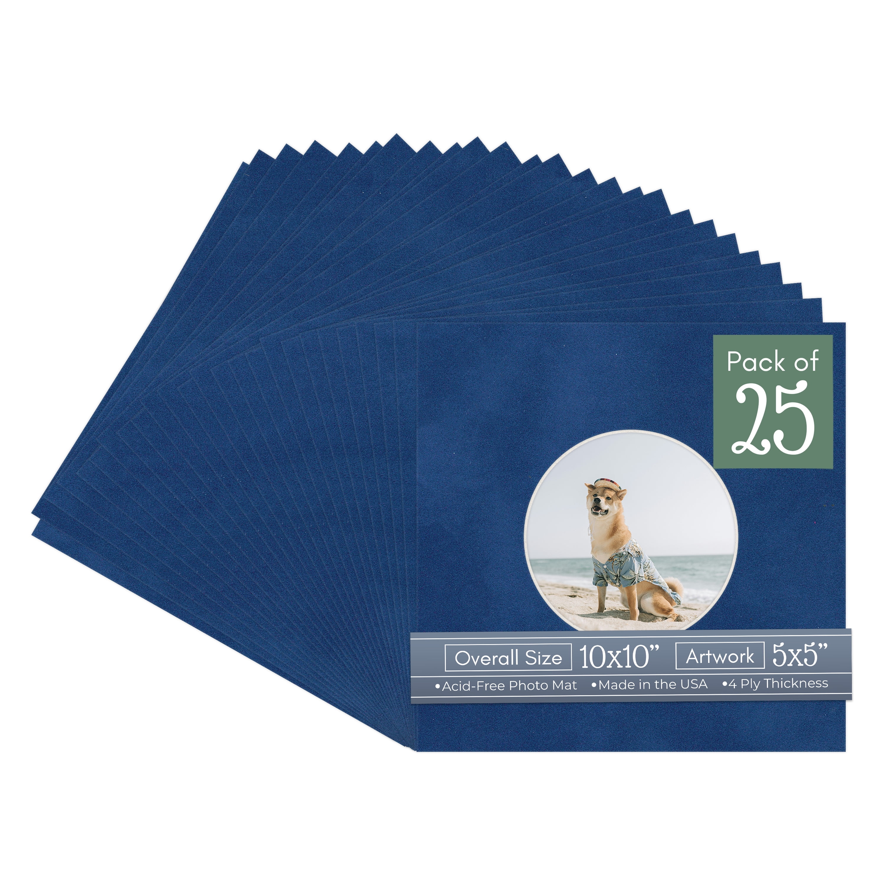 Brooke Blue Suede Picture Frame Mat for 10x10 Frames - Circle Opening ...