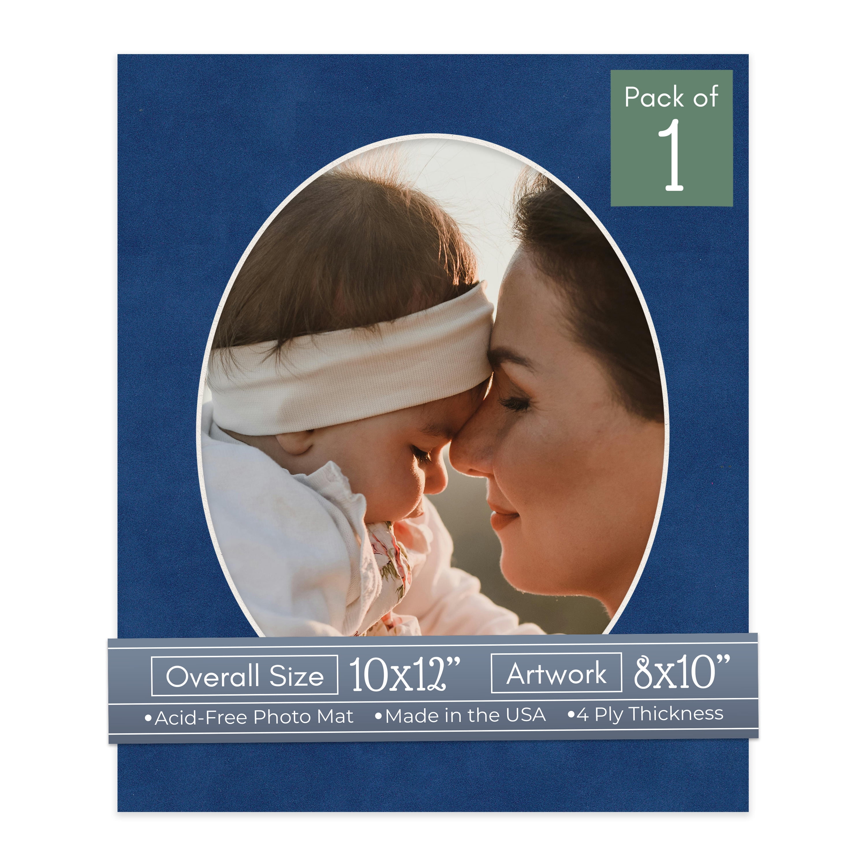 Brooke Blue Suede Picture Frame Mat for 10x12 Frames - Oval Opening for ...