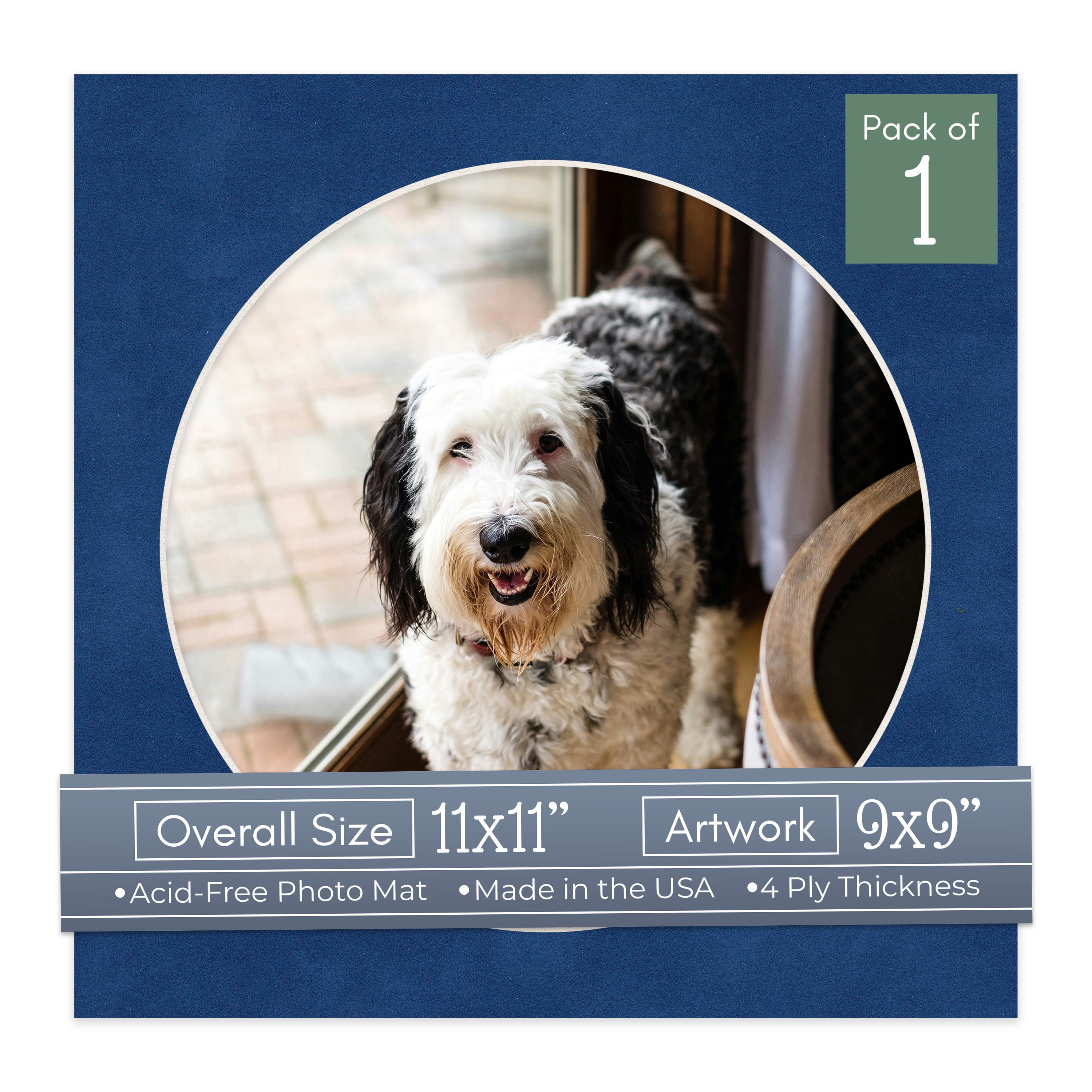 Brooke Blue Suede Picture Frame Mat for 11x11 Frames - Circle Opening ...