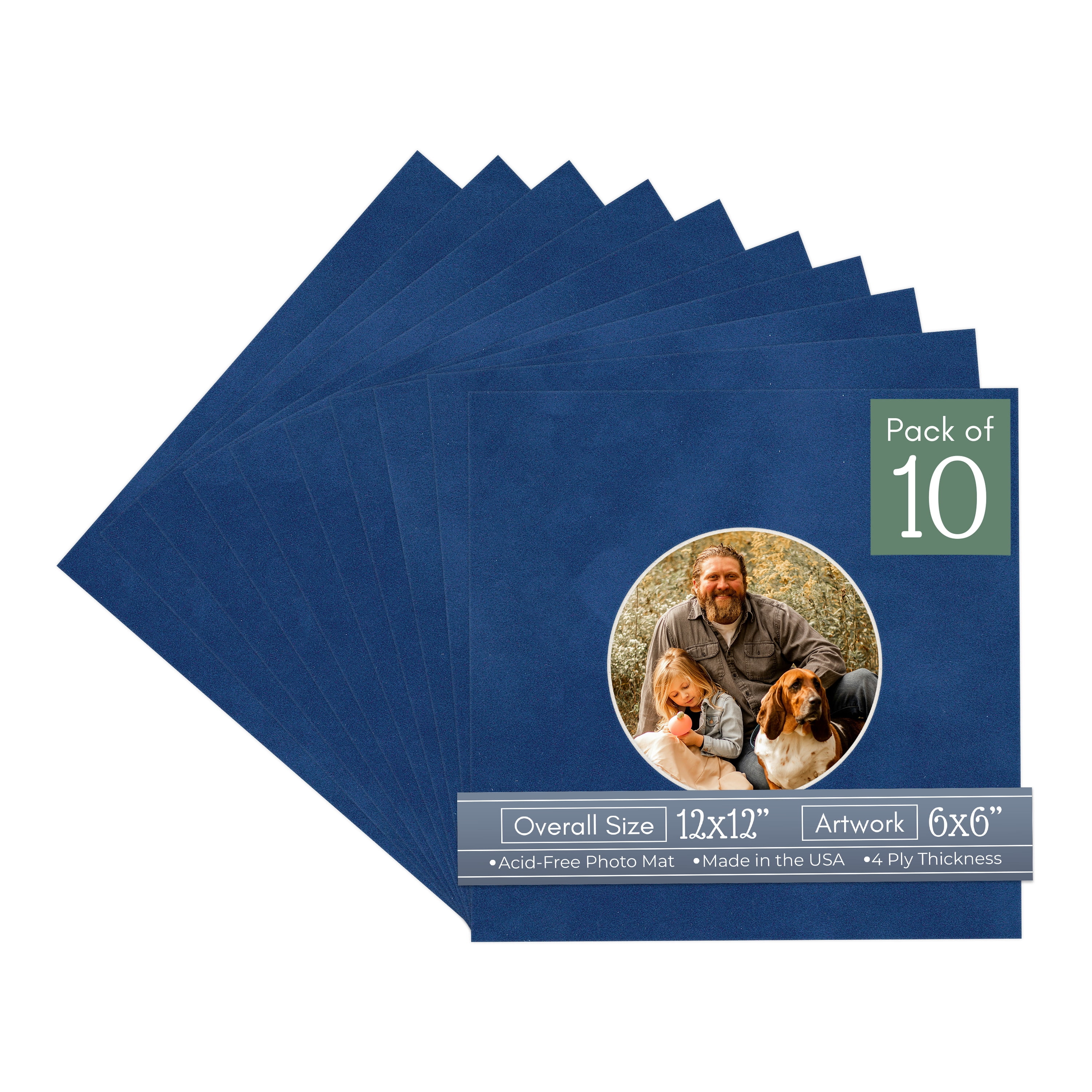 Brooke Blue Suede Picture Frame Mat for 12x12 Frames - Circle Opening ...