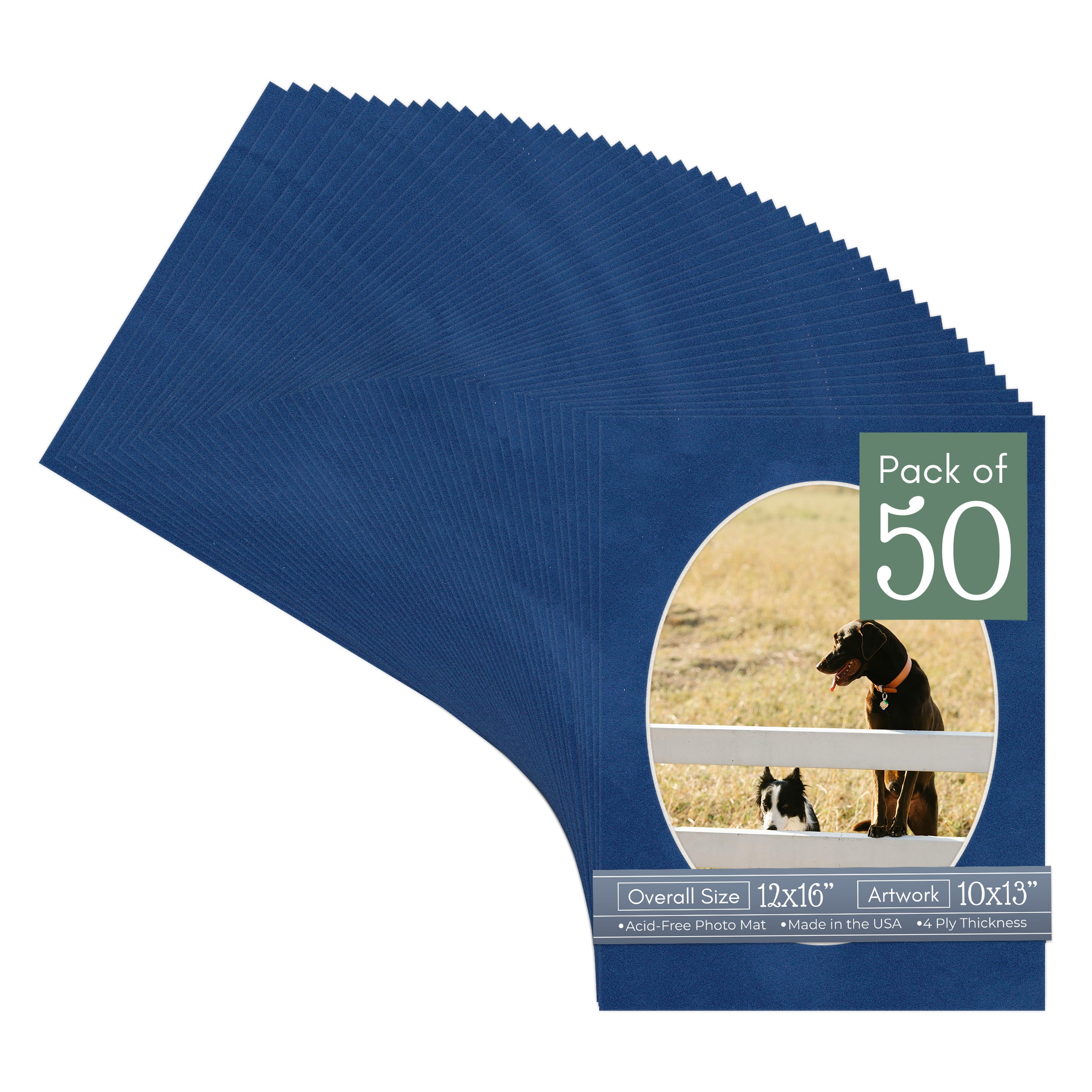 Brooke Blue Suede Picture Frame Mat for 12x16 Frames - Oval Opening for ...