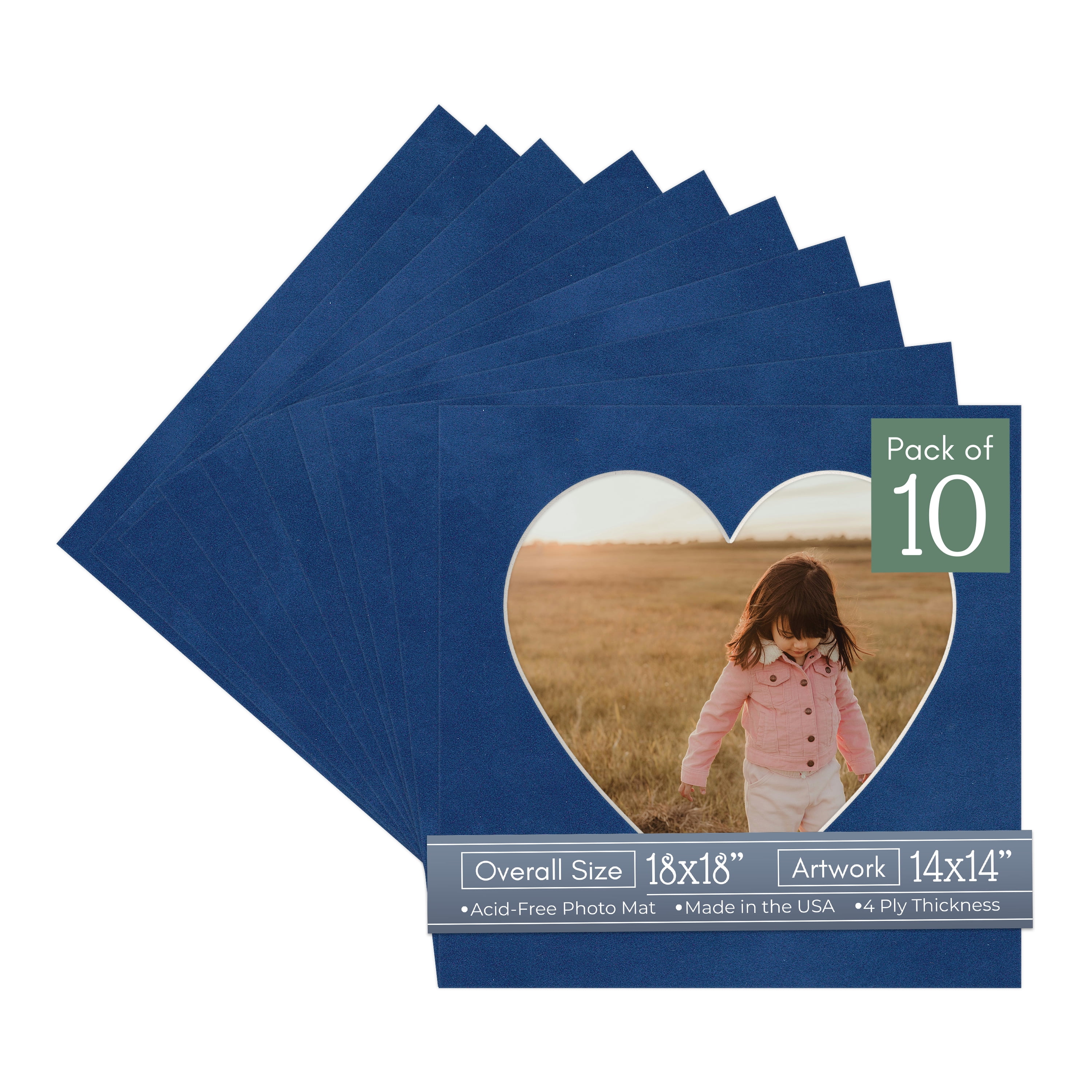 Brooke Blue Suede Picture Frame Mat for 18x18 Frames - Heart Opening ...