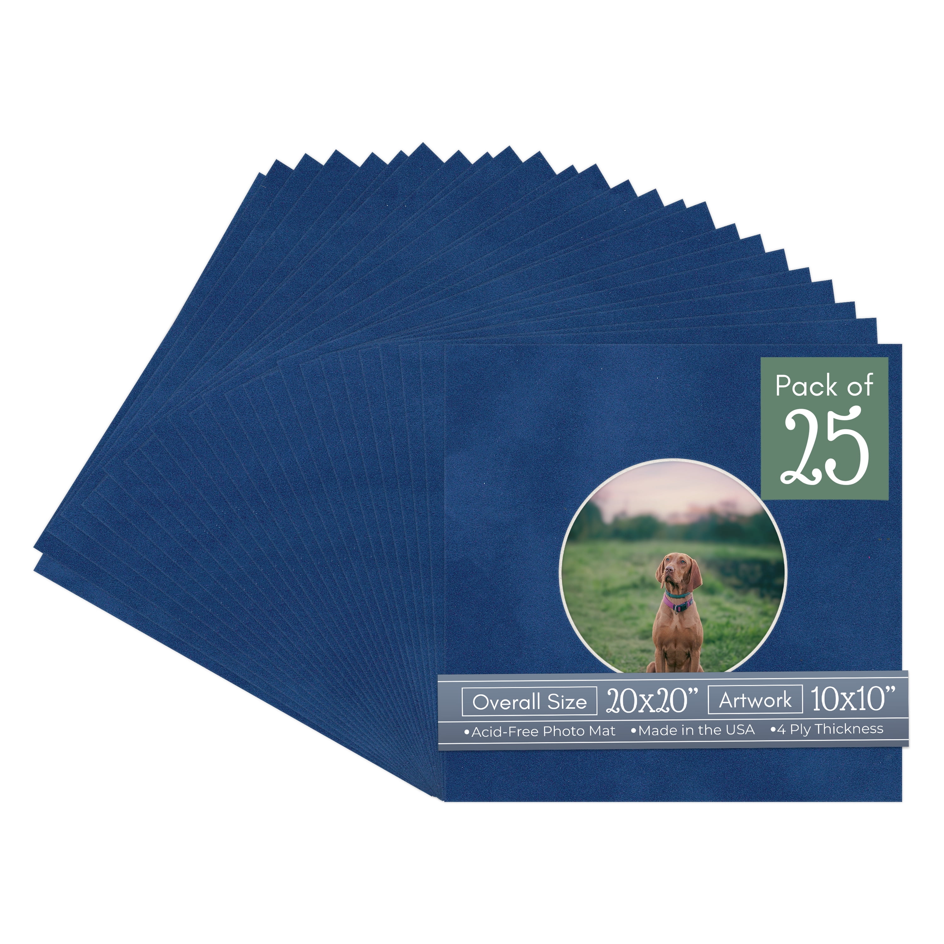 Brooke Blue Suede Picture Frame Mat for 20x20 Frames - Circle Opening ...
