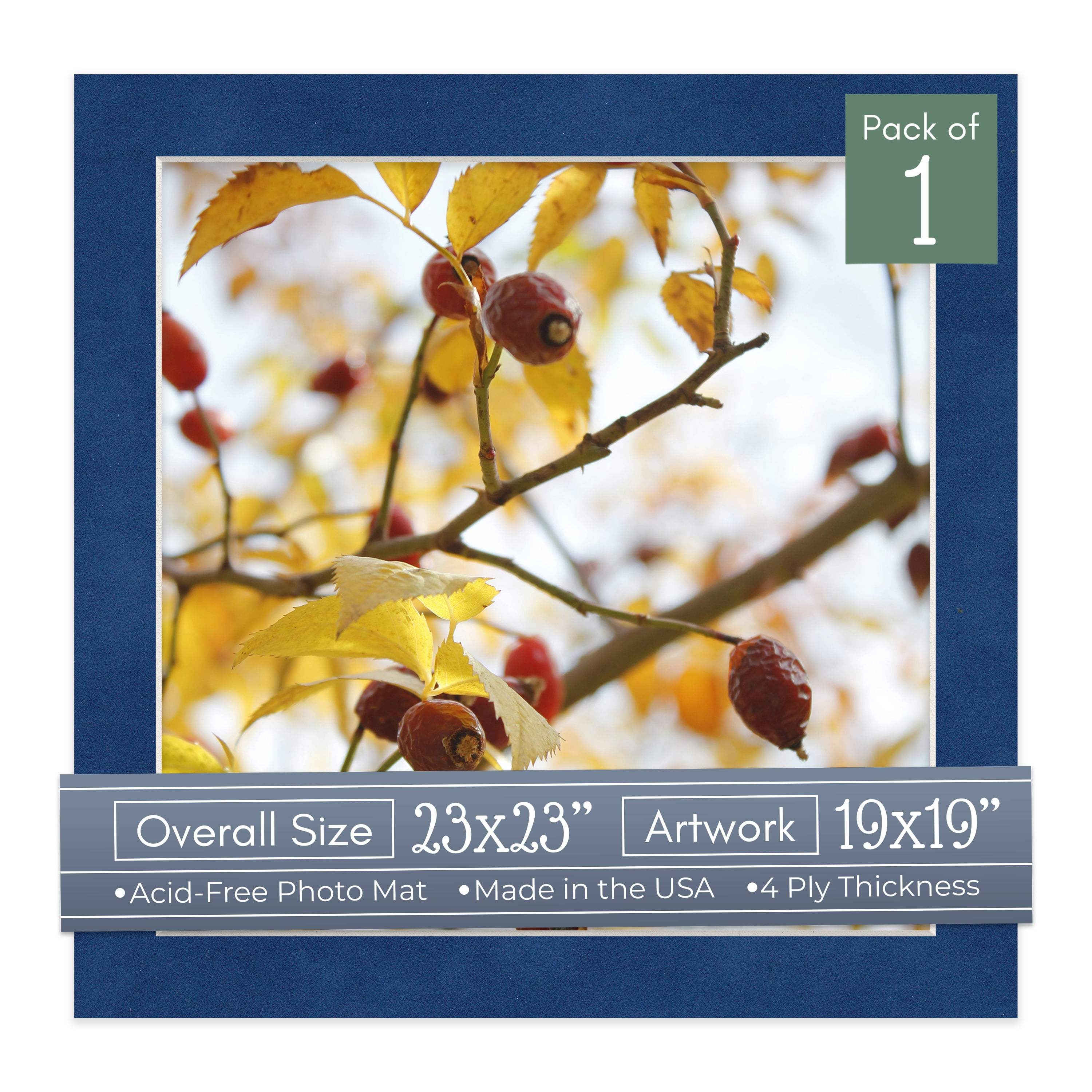 Brooke Blue Suede Picture Frame Mat for 23x23 Frames - Fits 19x19 ...