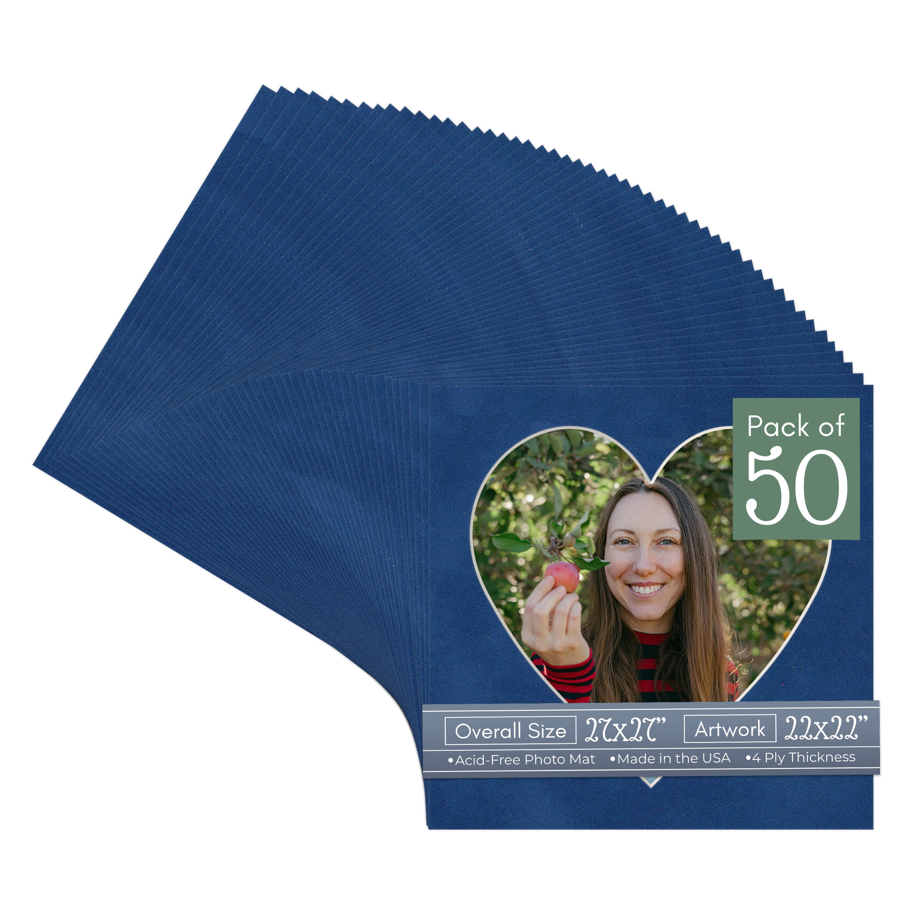 Brooke Blue Suede Picture Frame Mat for 27x27 Frames - Heart Opening ...