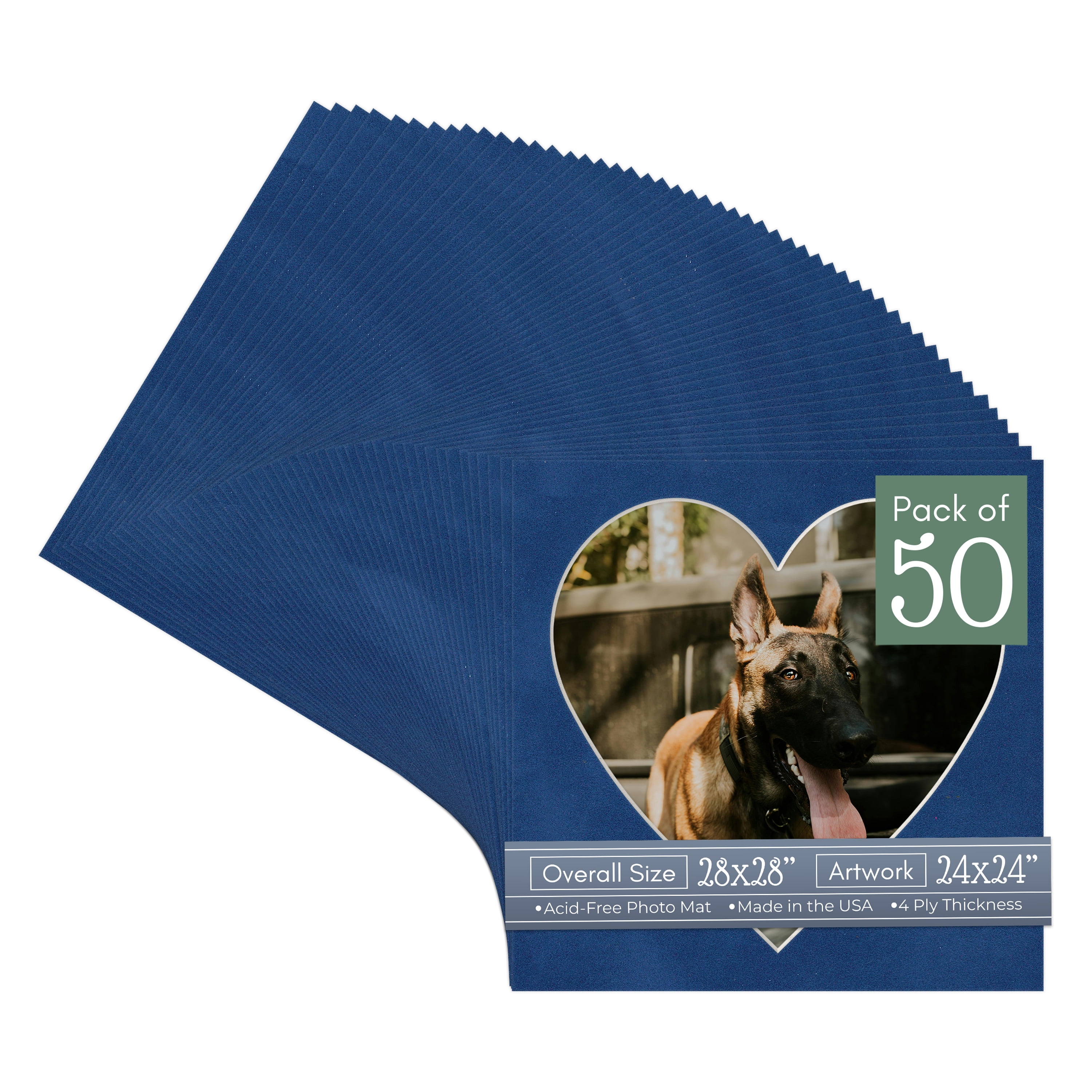Brooke Blue Suede Picture Frame Mat for 28x28 Frames - Heart Opening ...