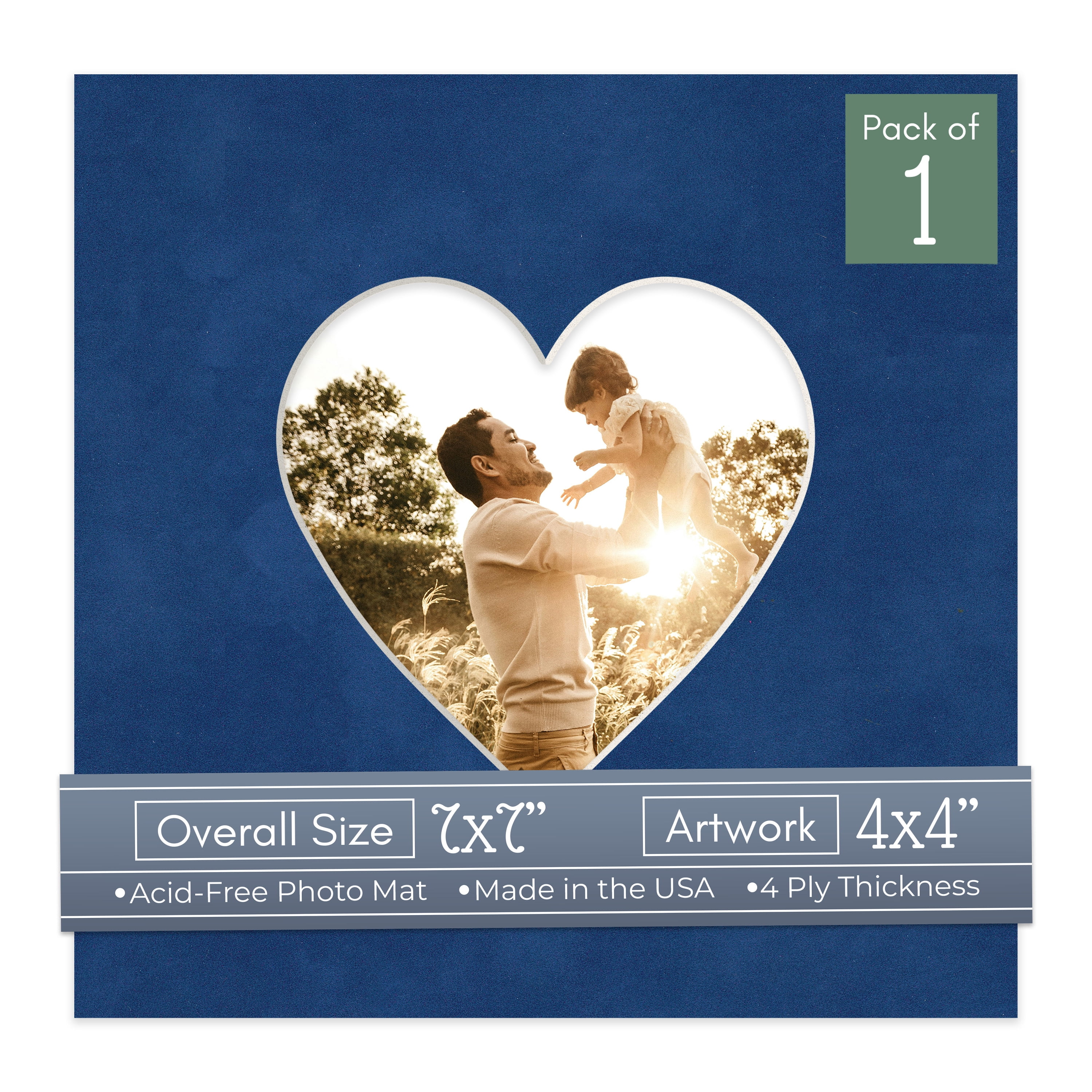 Brooke Blue Suede Picture Frame Mat for 7x7 Frames - Heart Opening for ...