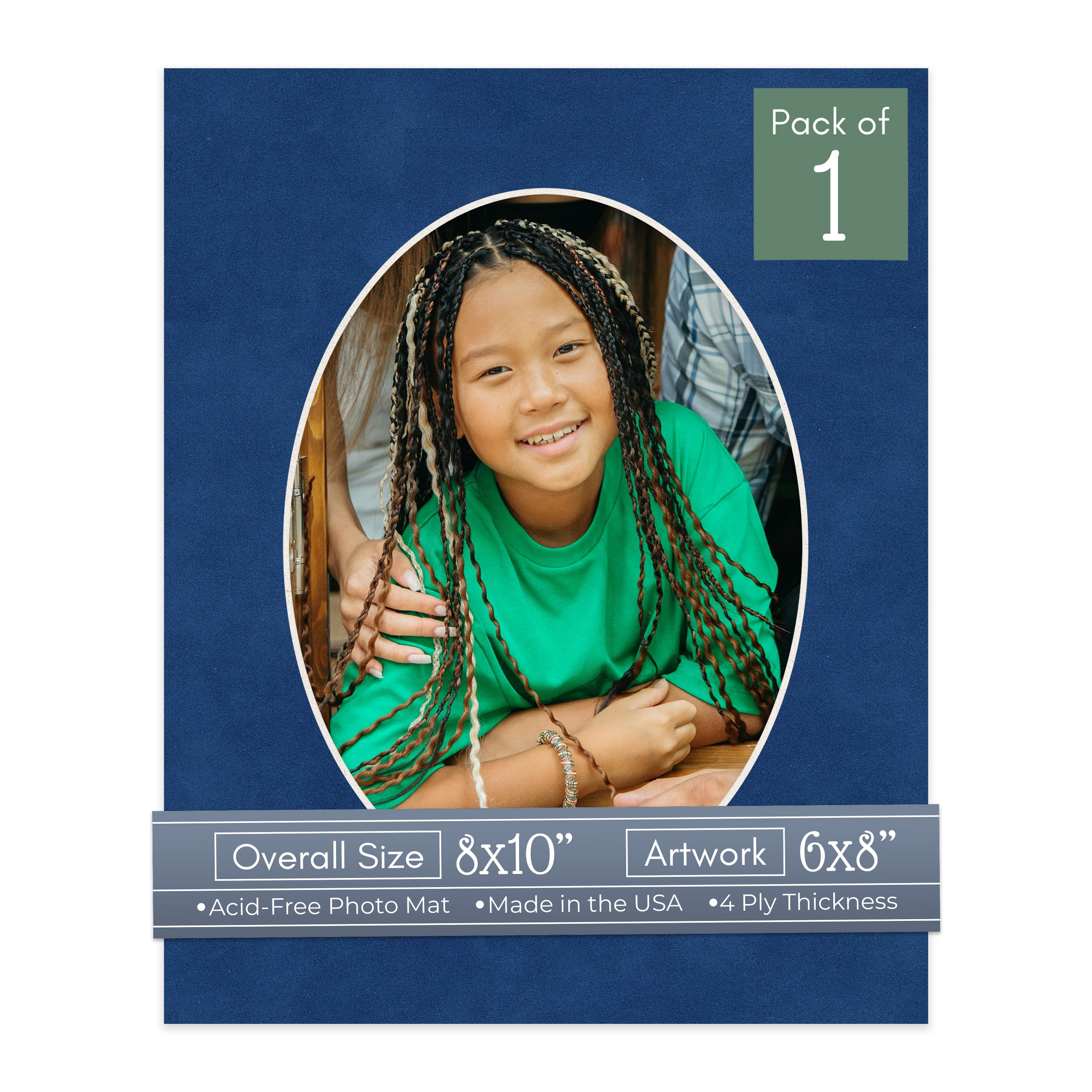 Brooke Blue Suede Picture Frame Mat for 8x10 Frames - Oval Opening for ...