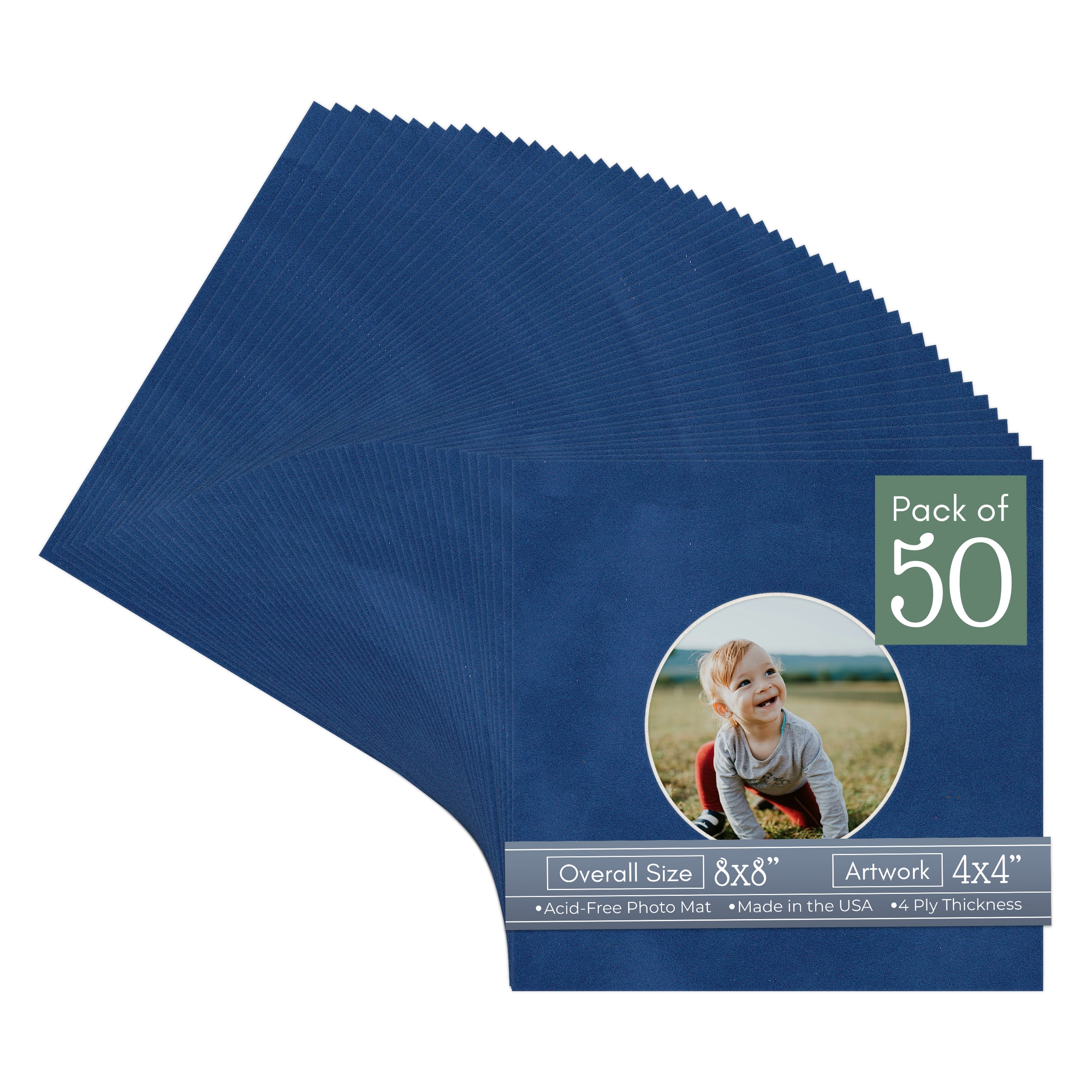 Brooke Blue Suede Picture Frame Mat for 8x8 Frames - Circle Opening for ...