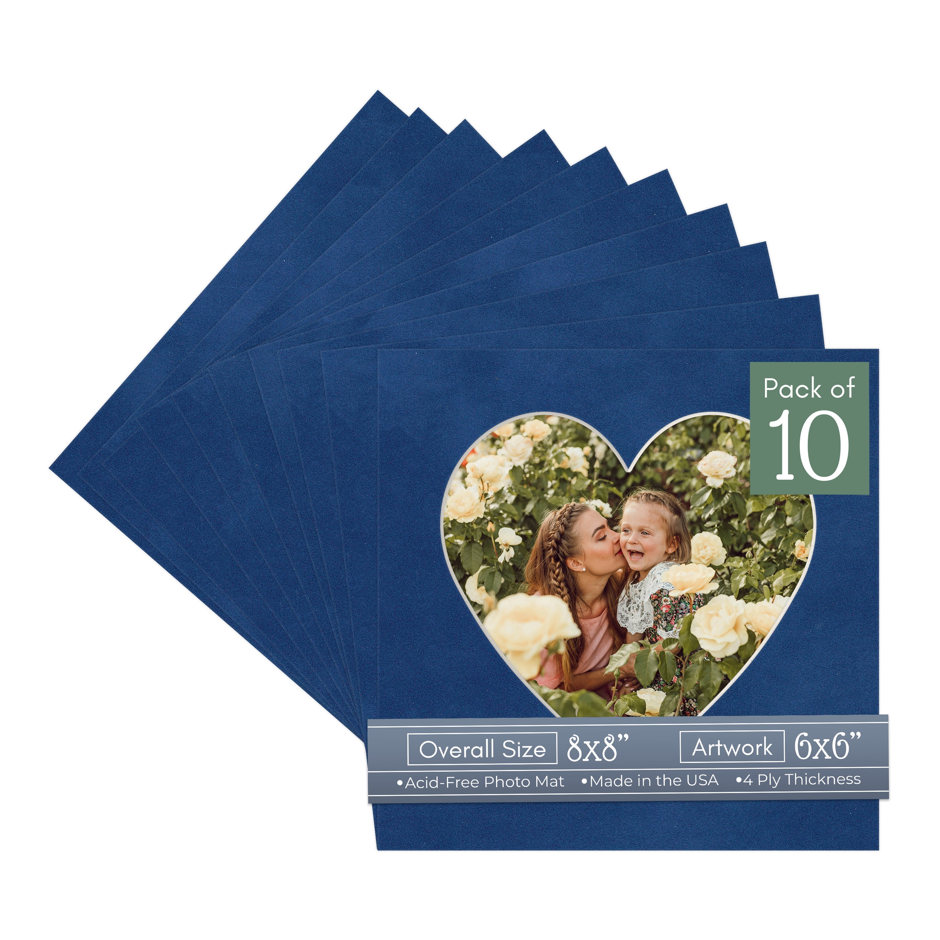 Brooke Blue Suede Picture Frame Mat for 8x8 Frames - Heart Opening for ...