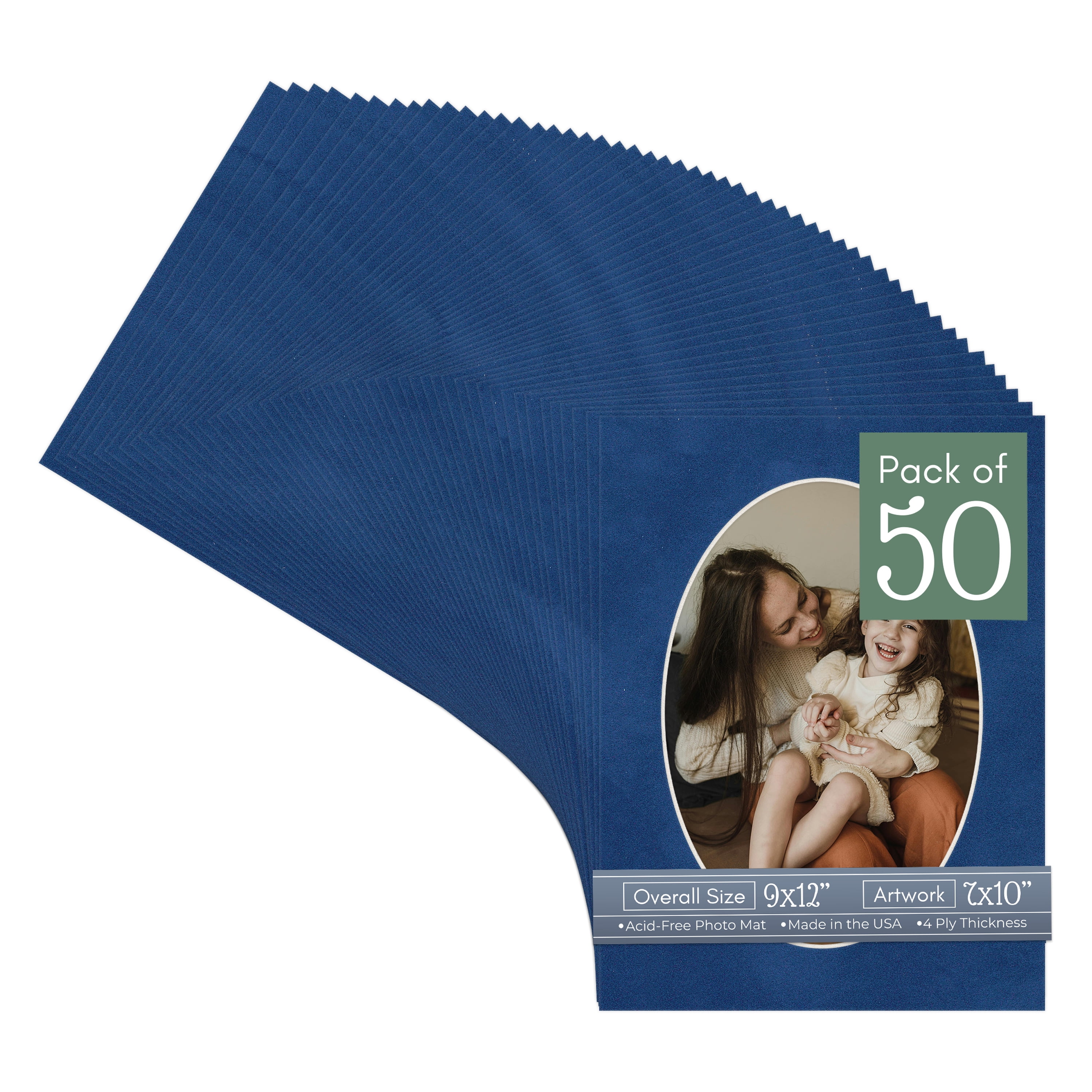 Brooke Blue Suede Picture Frame Mat for 9x12 Frames - Oval Opening for ...